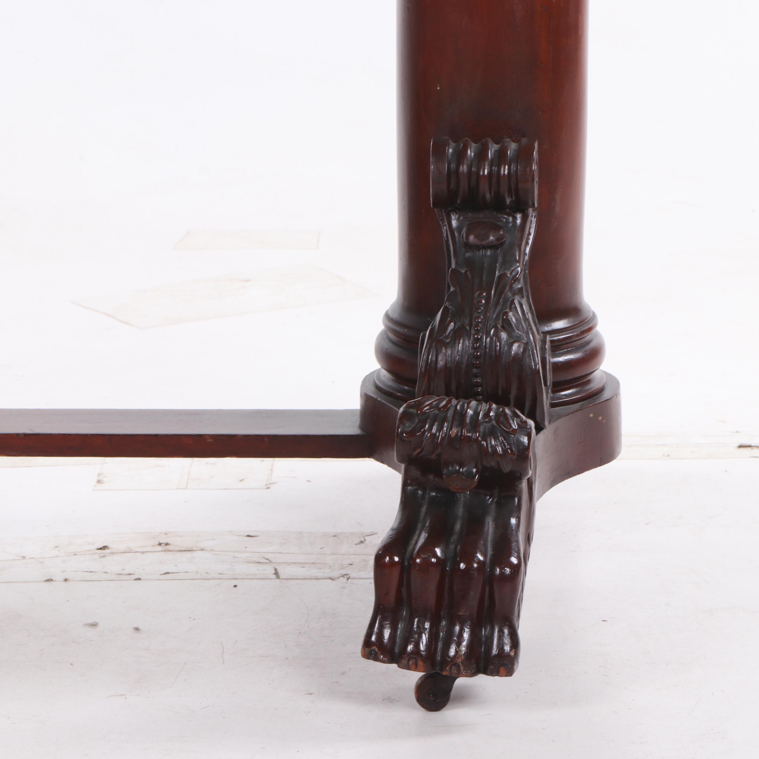 Late Victorian Mahogany-Finish Wooden Double Pedestal Library Table ...