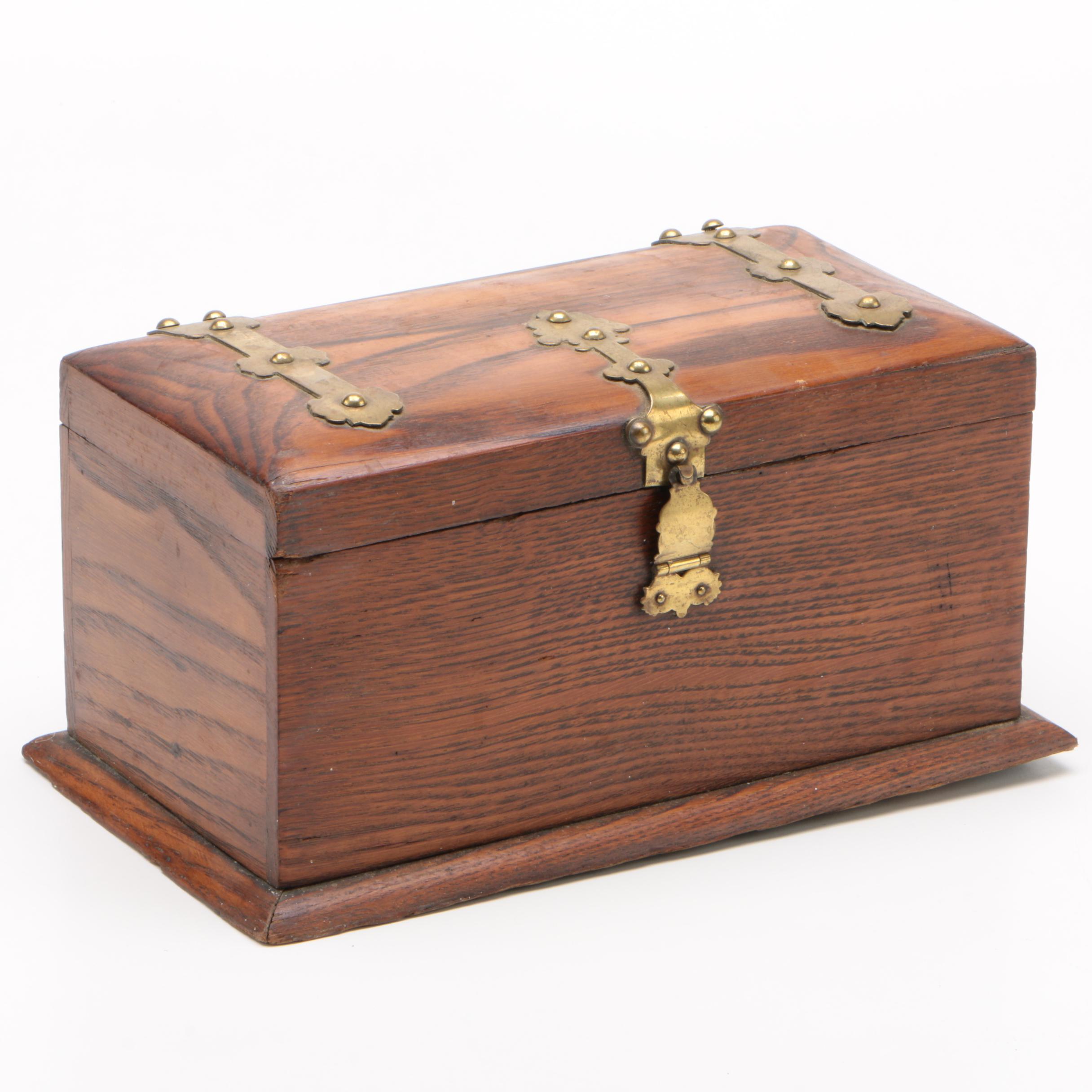 Victorian Brass-Mounted Oak Table Box, Late 19th Century | EBTH