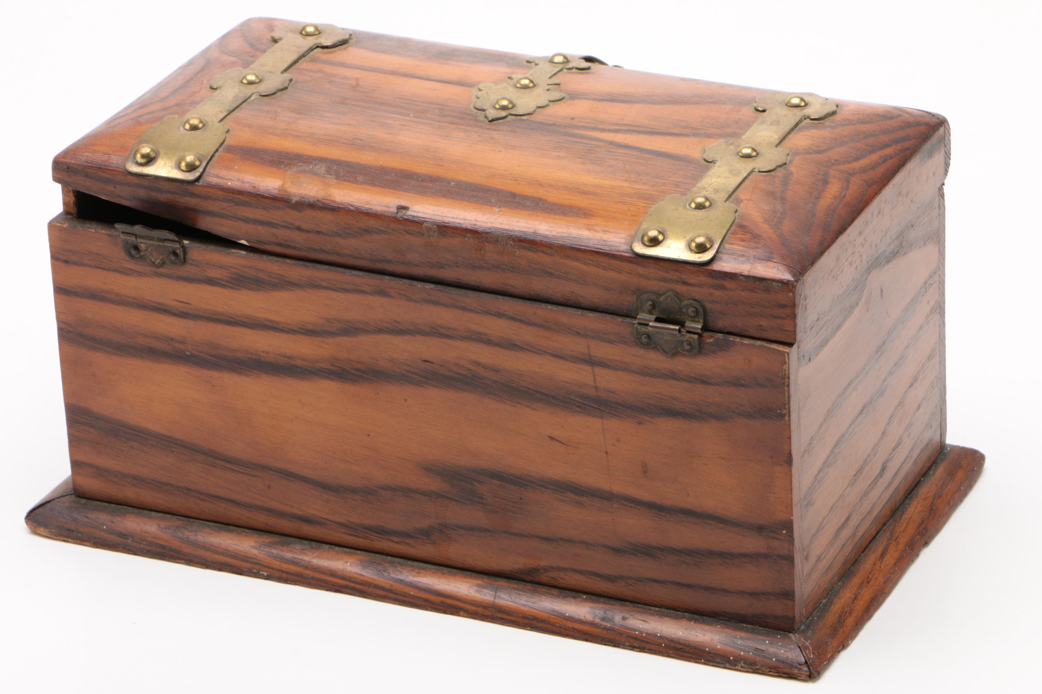 Victorian Brass-Mounted Oak Table Box, Late 19th Century | EBTH