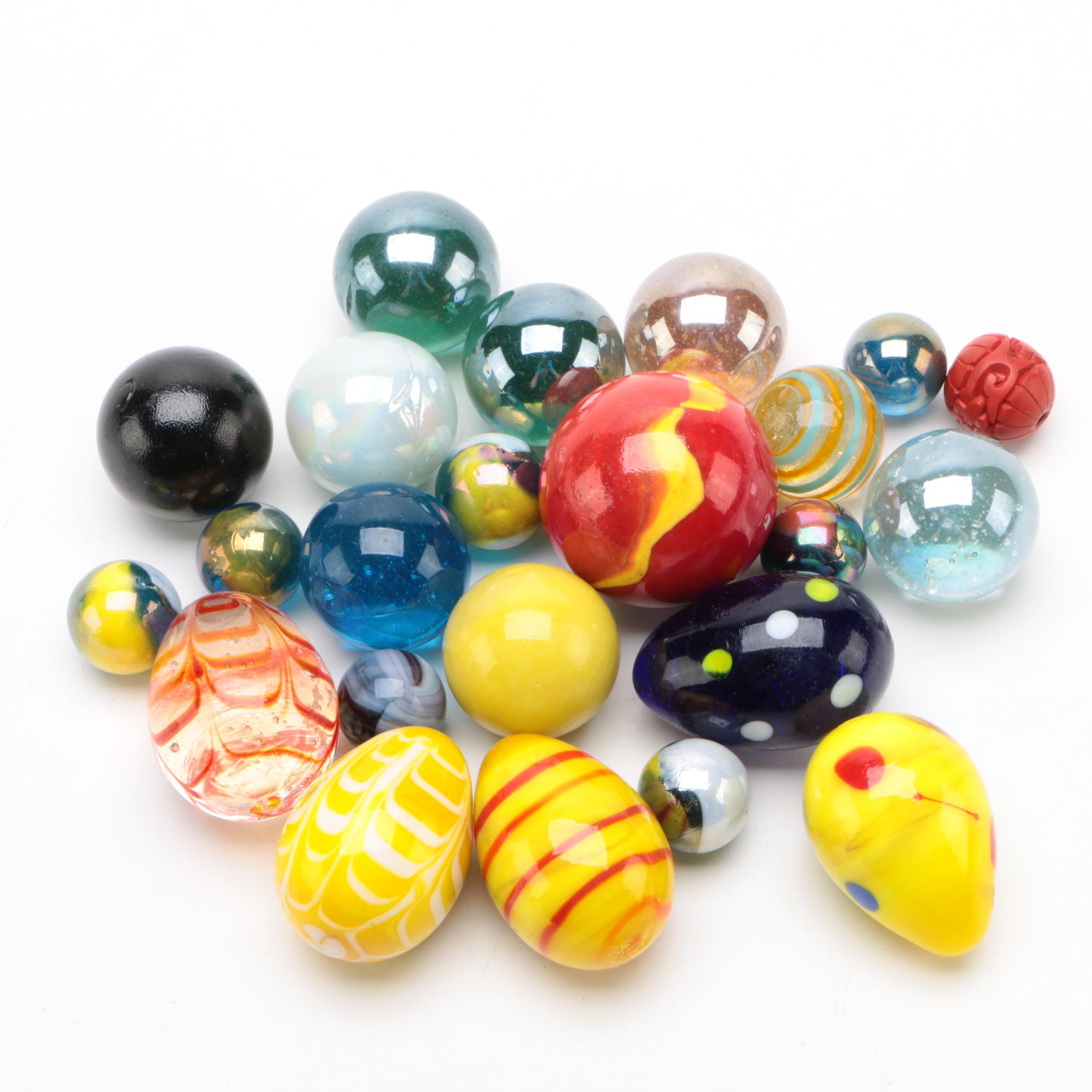 Handmade Glass Marbles and Shooters, Including Art Glass Eggs | EBTH