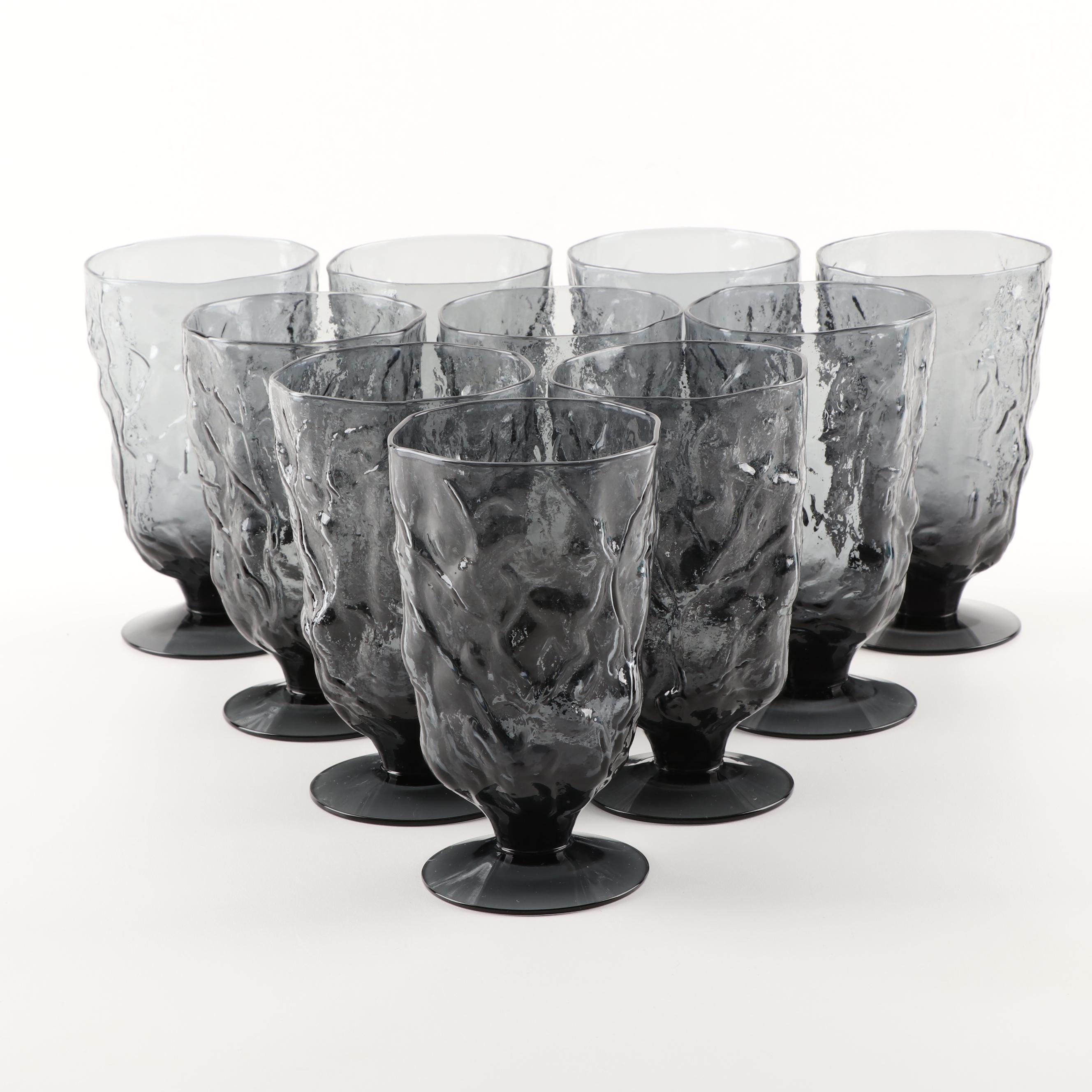 Morgantown "Crinkle Glass" Smoke Water Goblets | EBTH