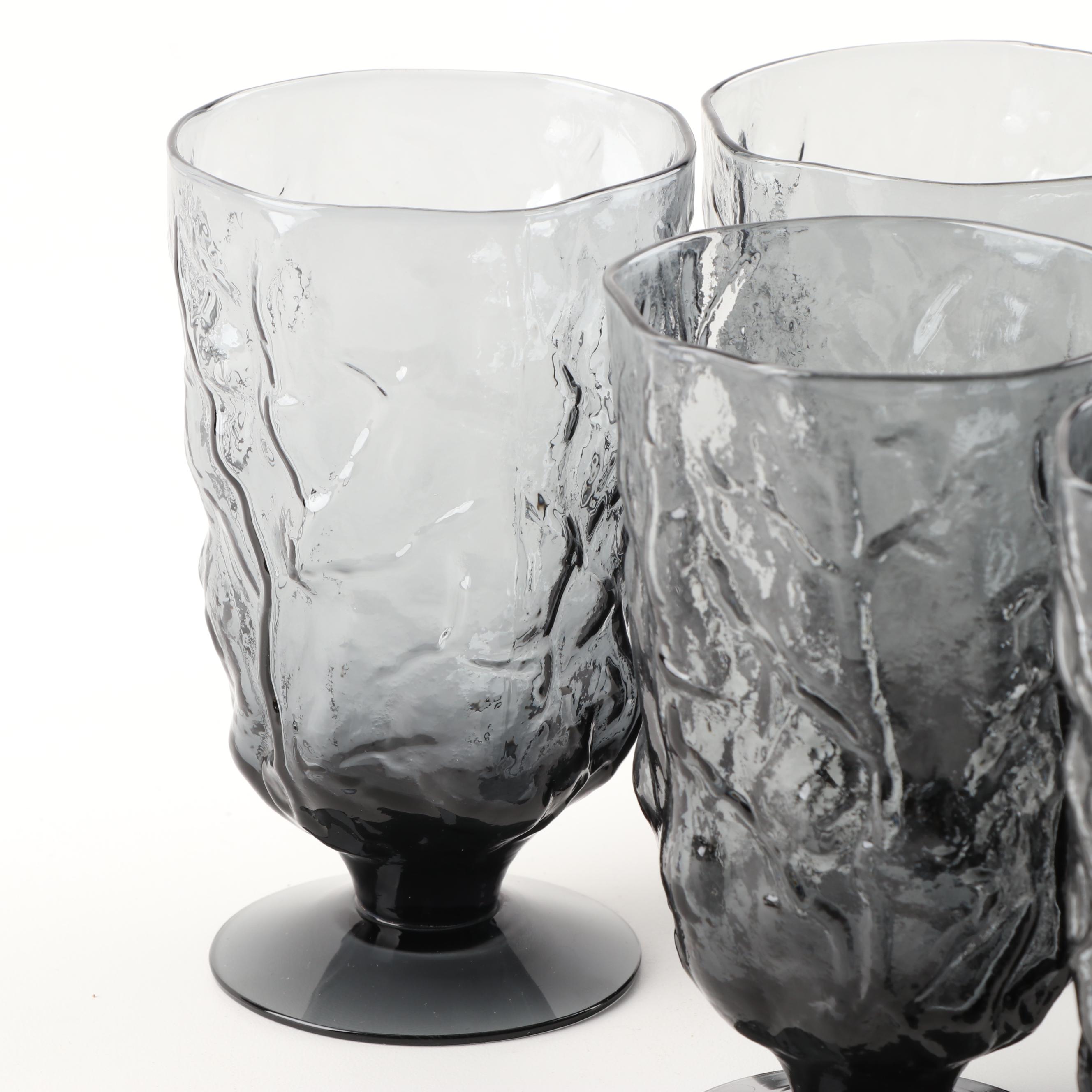 Morgantown "Crinkle Glass" Smoke Water Goblets | EBTH