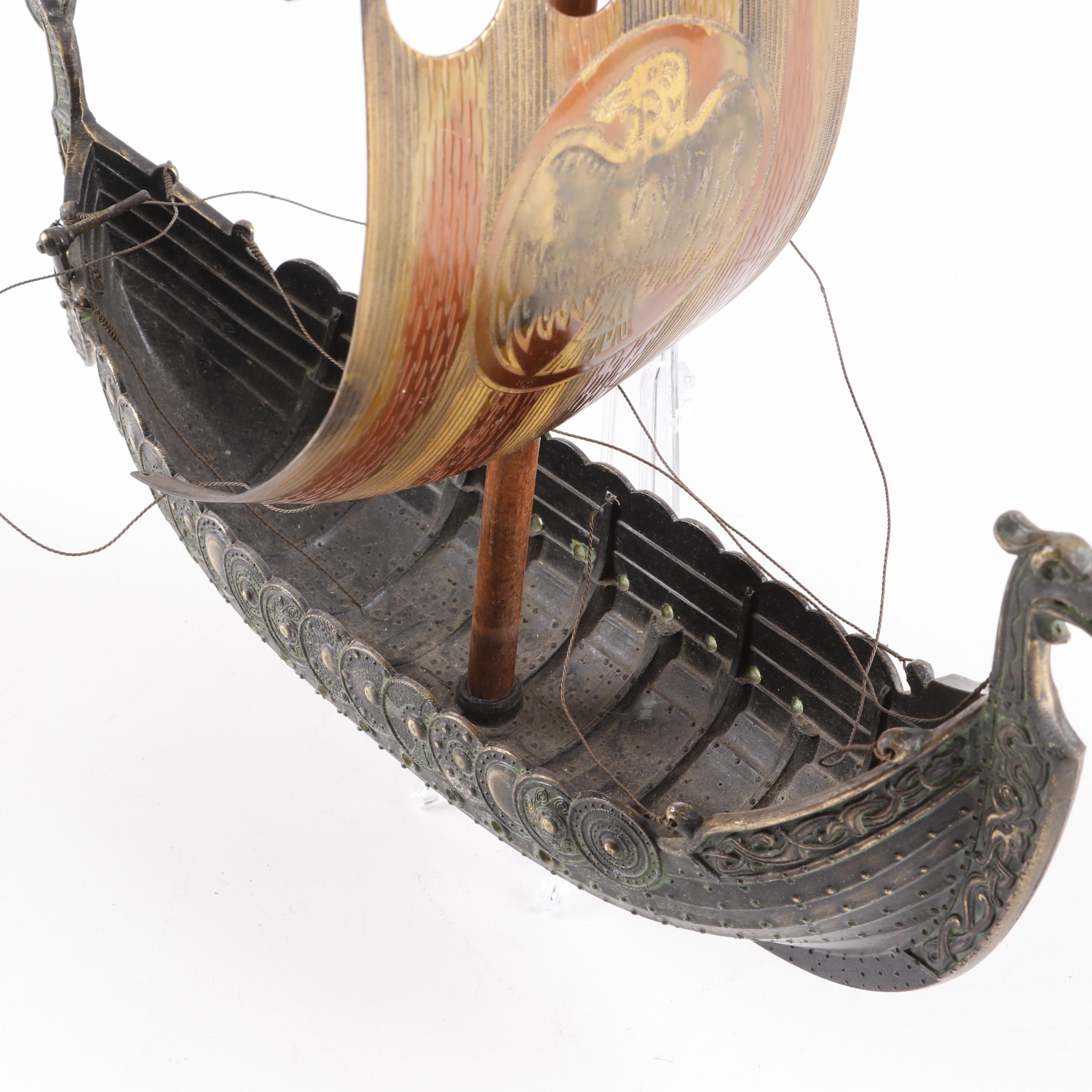 Mixed Metal Viking Ship Model | EBTH