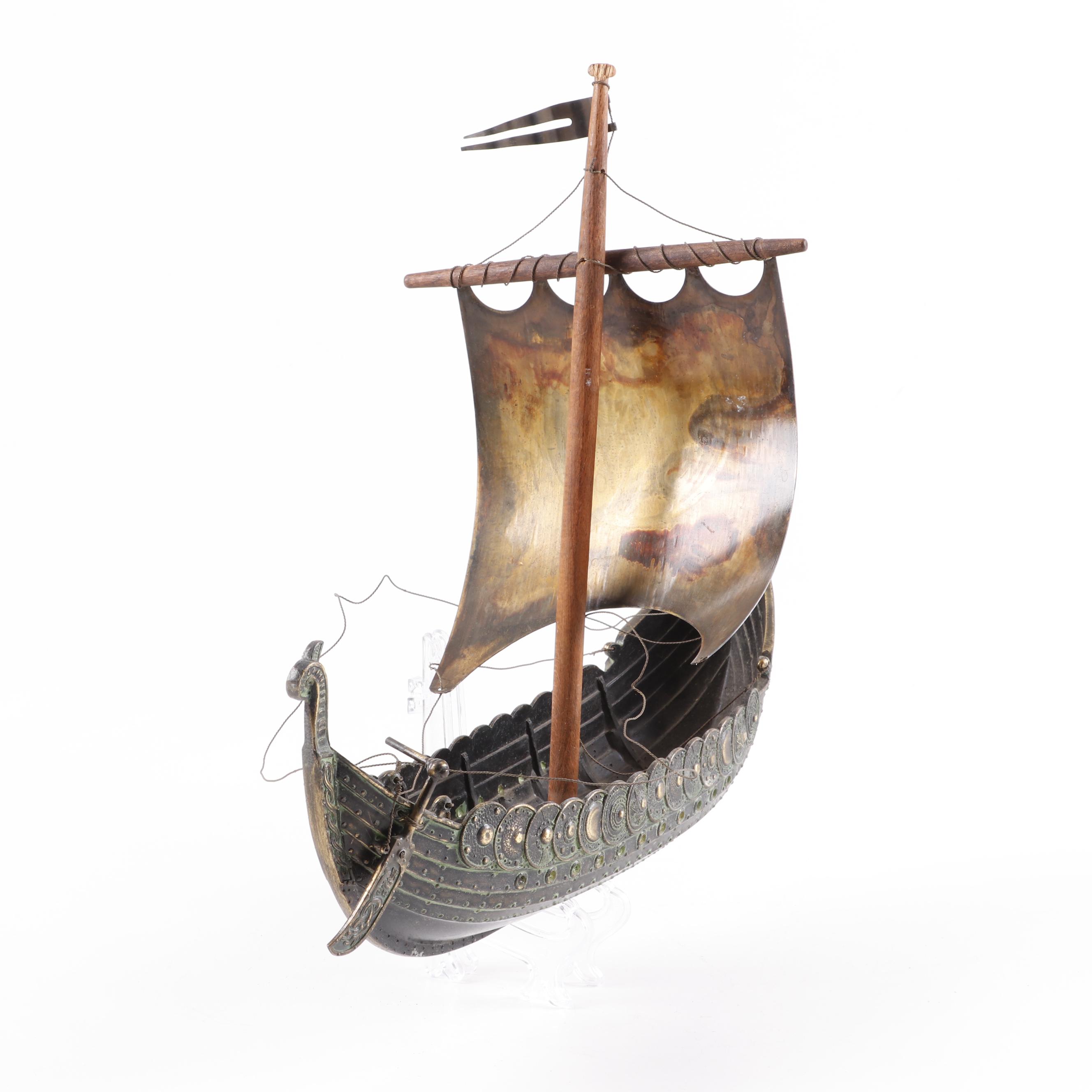 Mixed Metal Viking Ship Model | EBTH