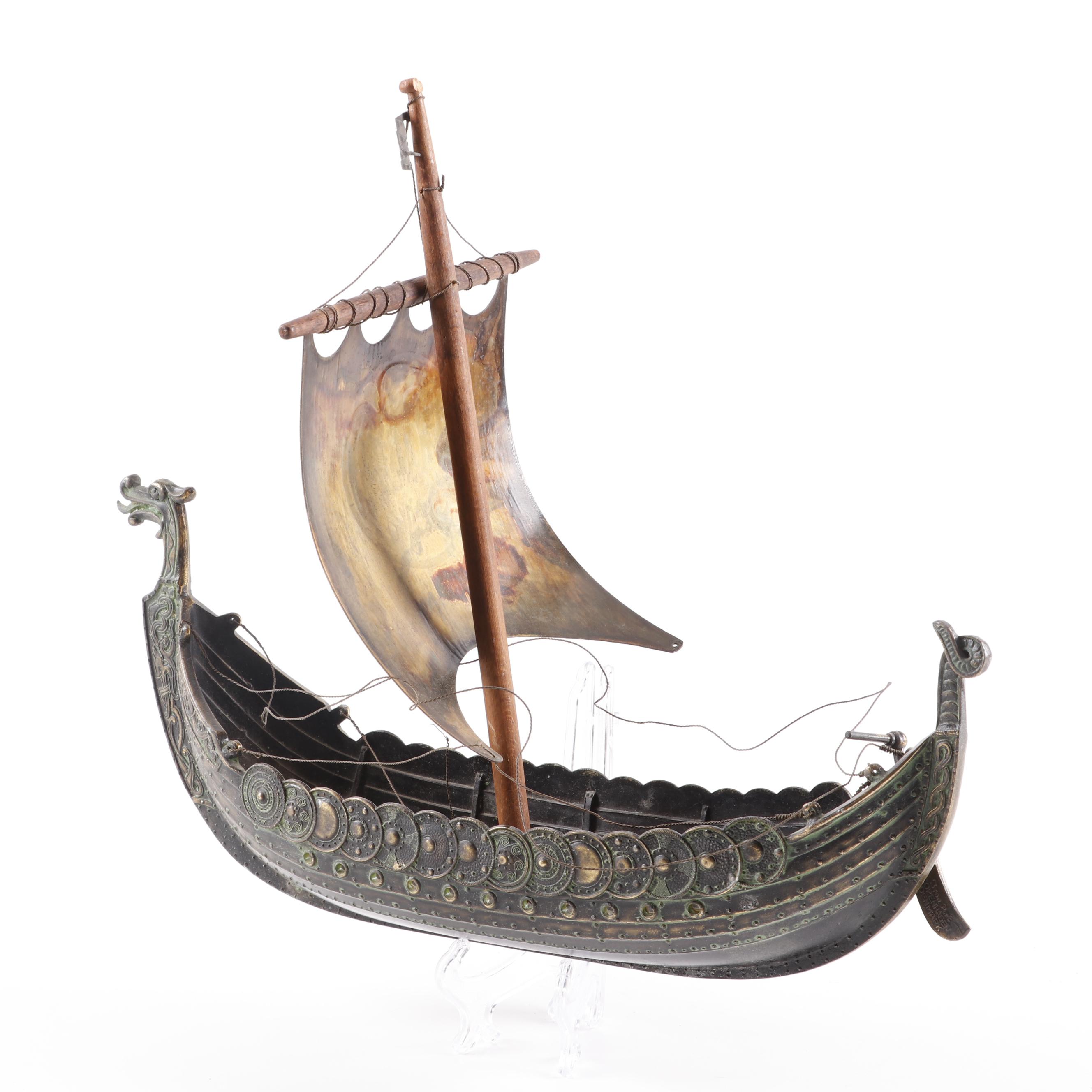Mixed Metal Viking Ship Model | EBTH