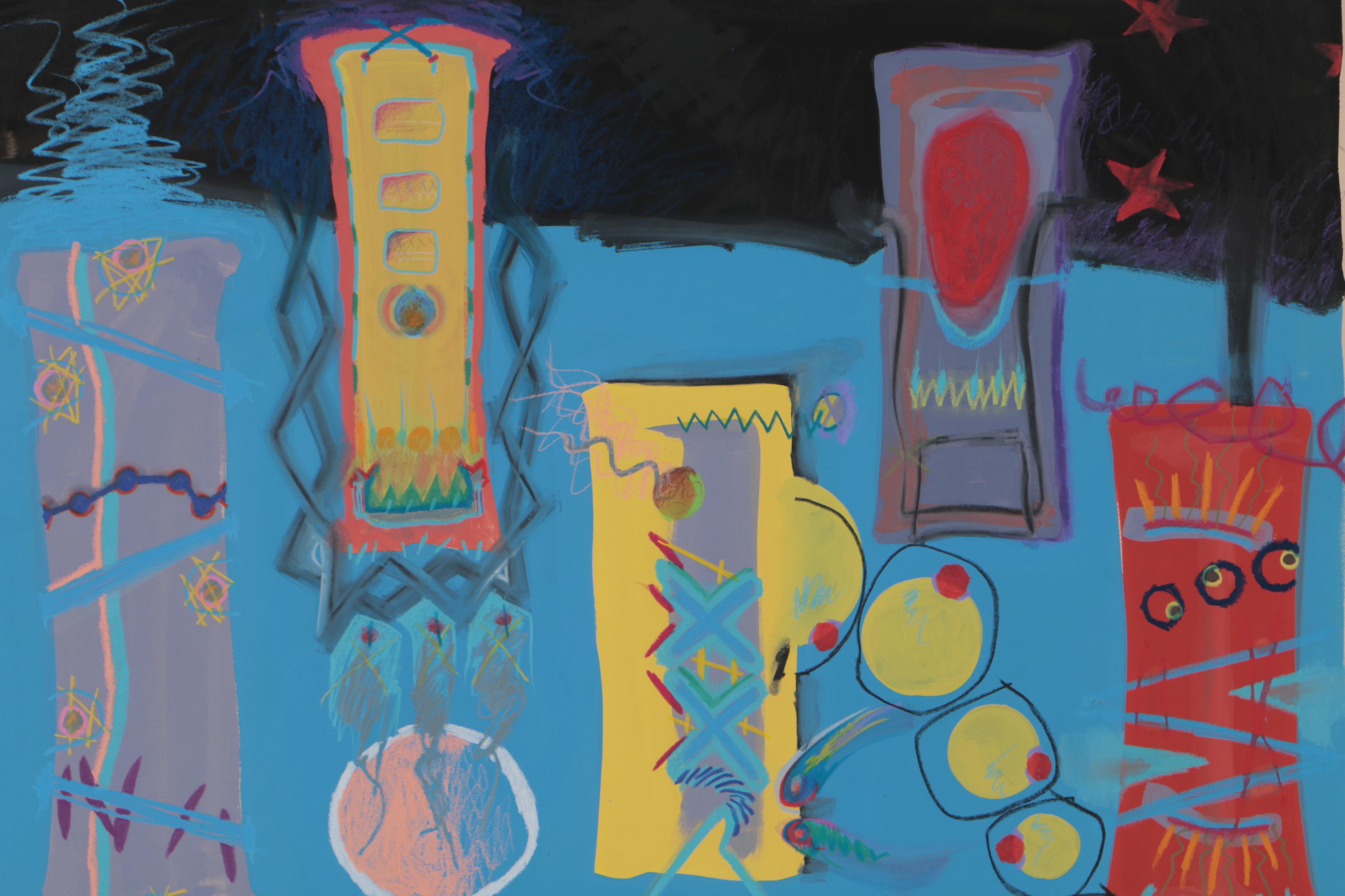 Merle Rosen Abstract Pastel and Acrylic Painting | EBTH