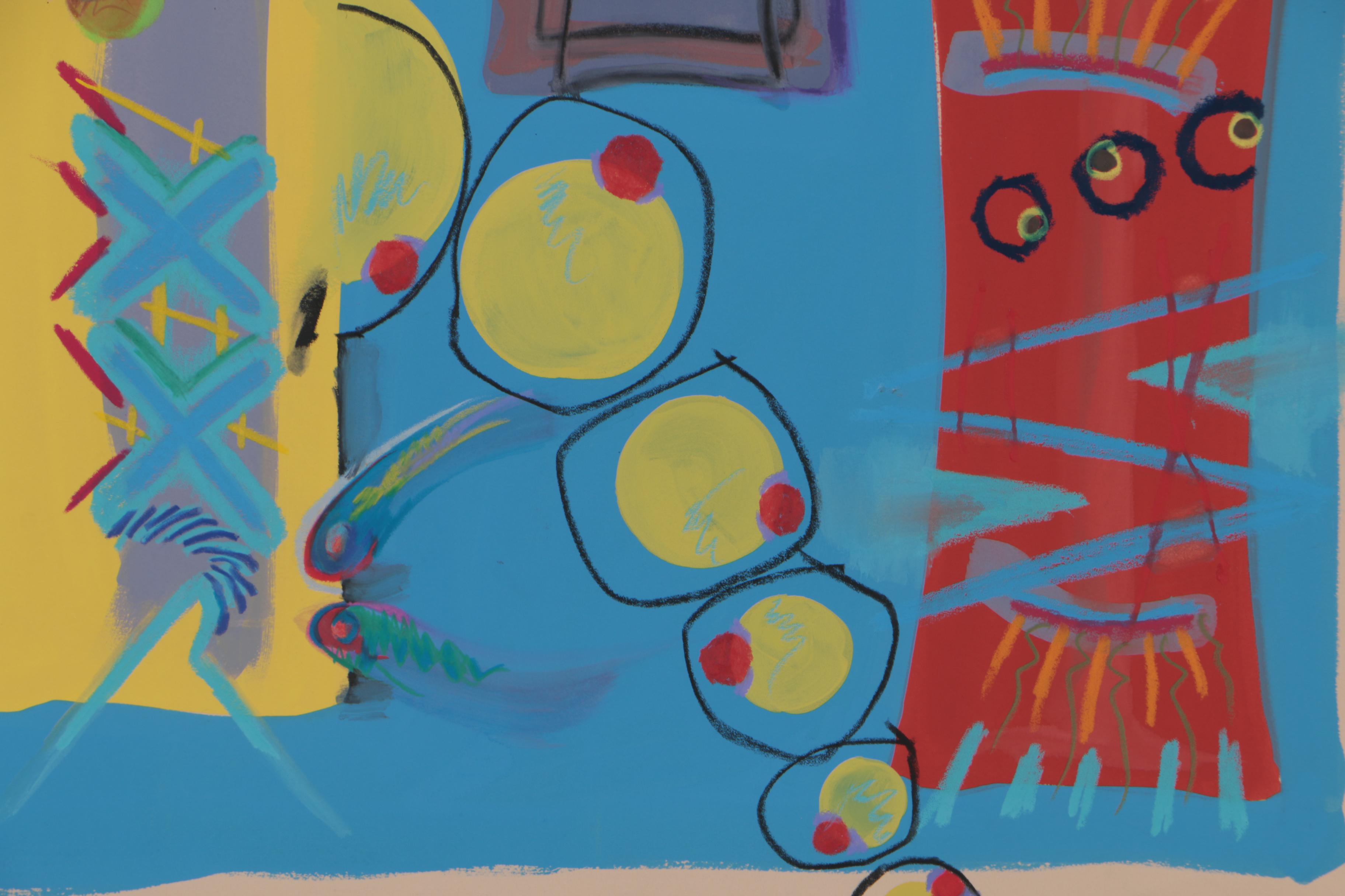 Merle Rosen Abstract Pastel and Acrylic Painting | EBTH