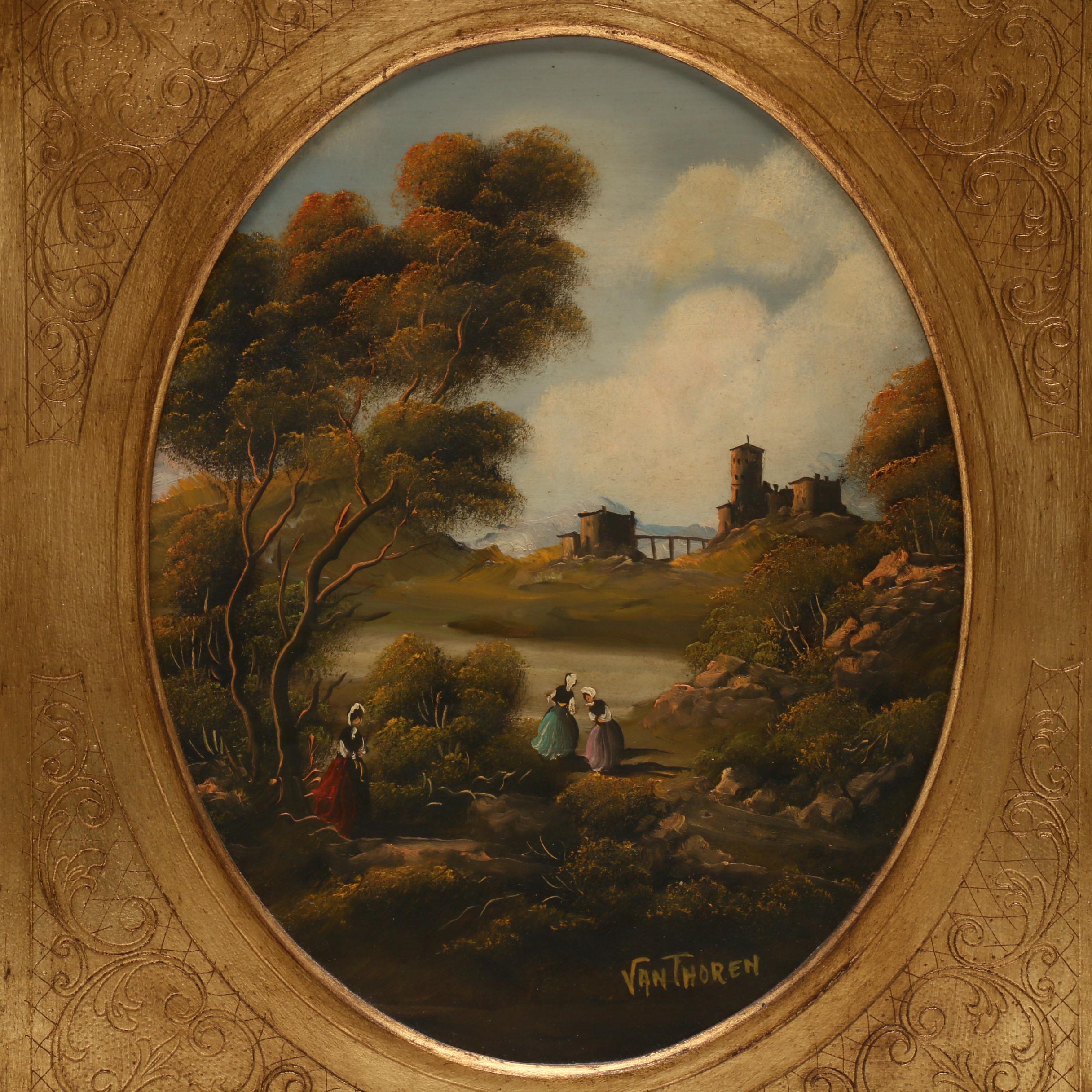 Otto Van Thoren Oil Painting of Landscape with Figures and Castle | EBTH