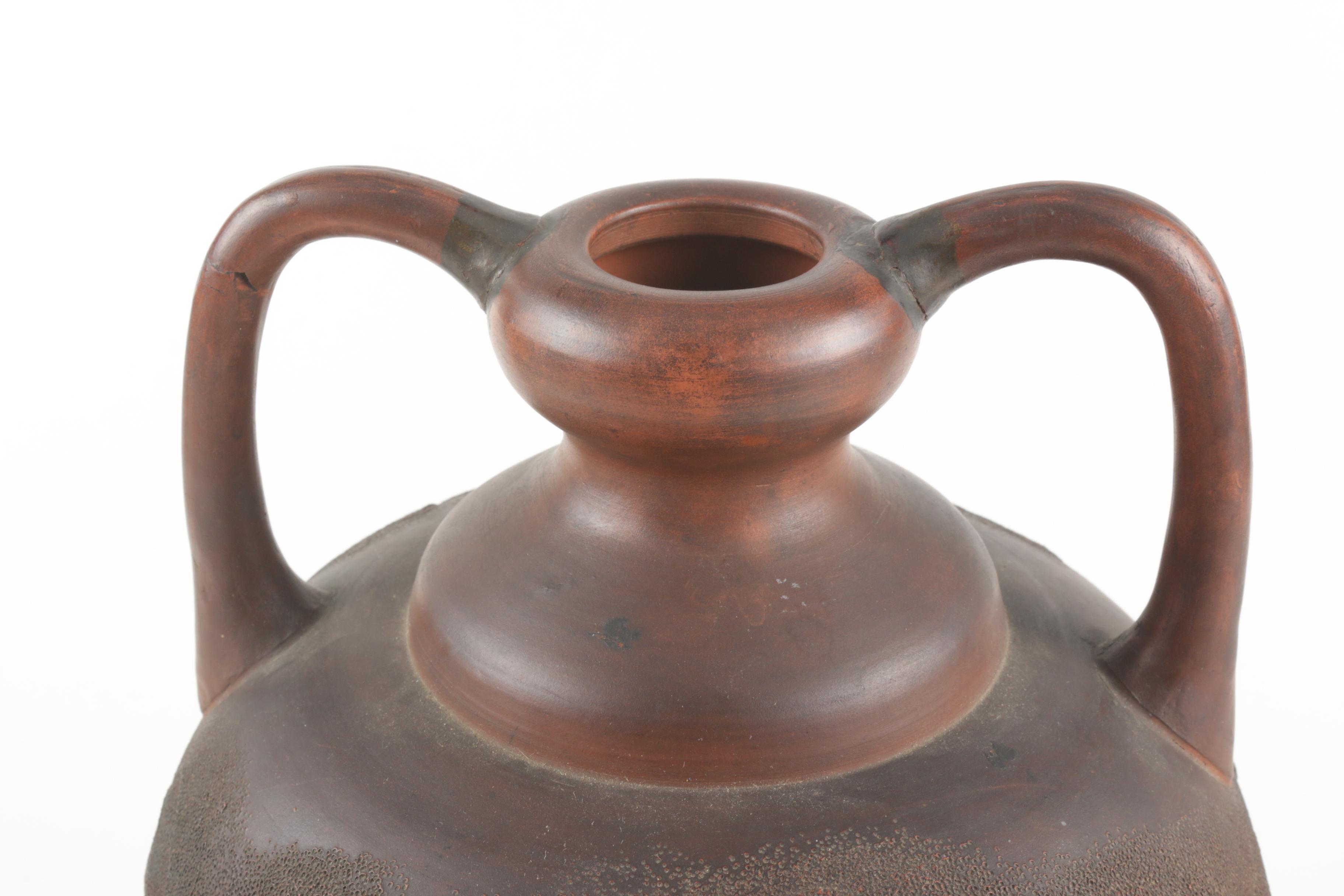 Japanese Tokoname Redware Dragon Motif Amphora, Meiji Period | EBTH