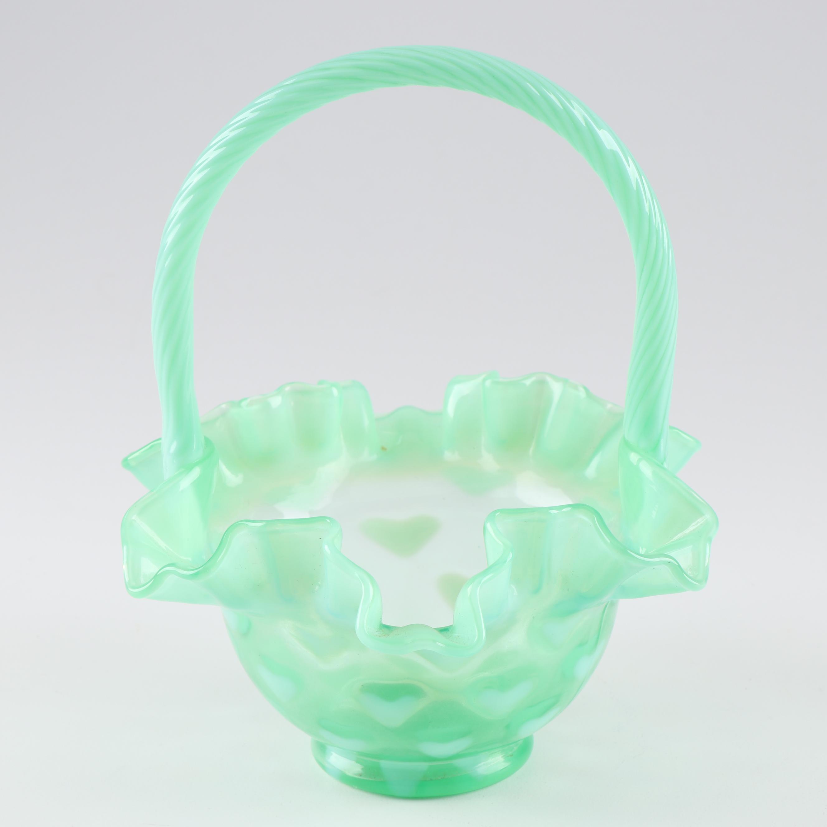 Fenton Hand Painted and Heart Decorative Glass Baskets | EBTH