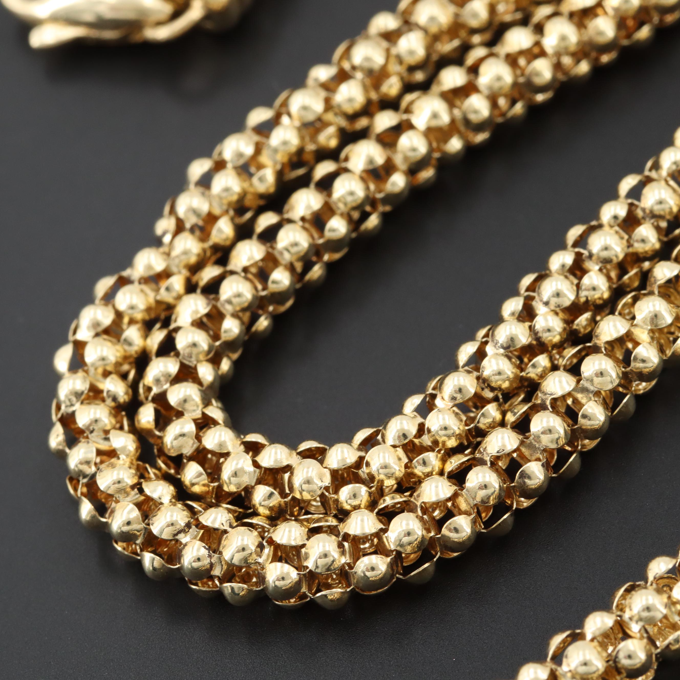14K Yellow Gold Popcorn Link Chain Necklace | EBTH