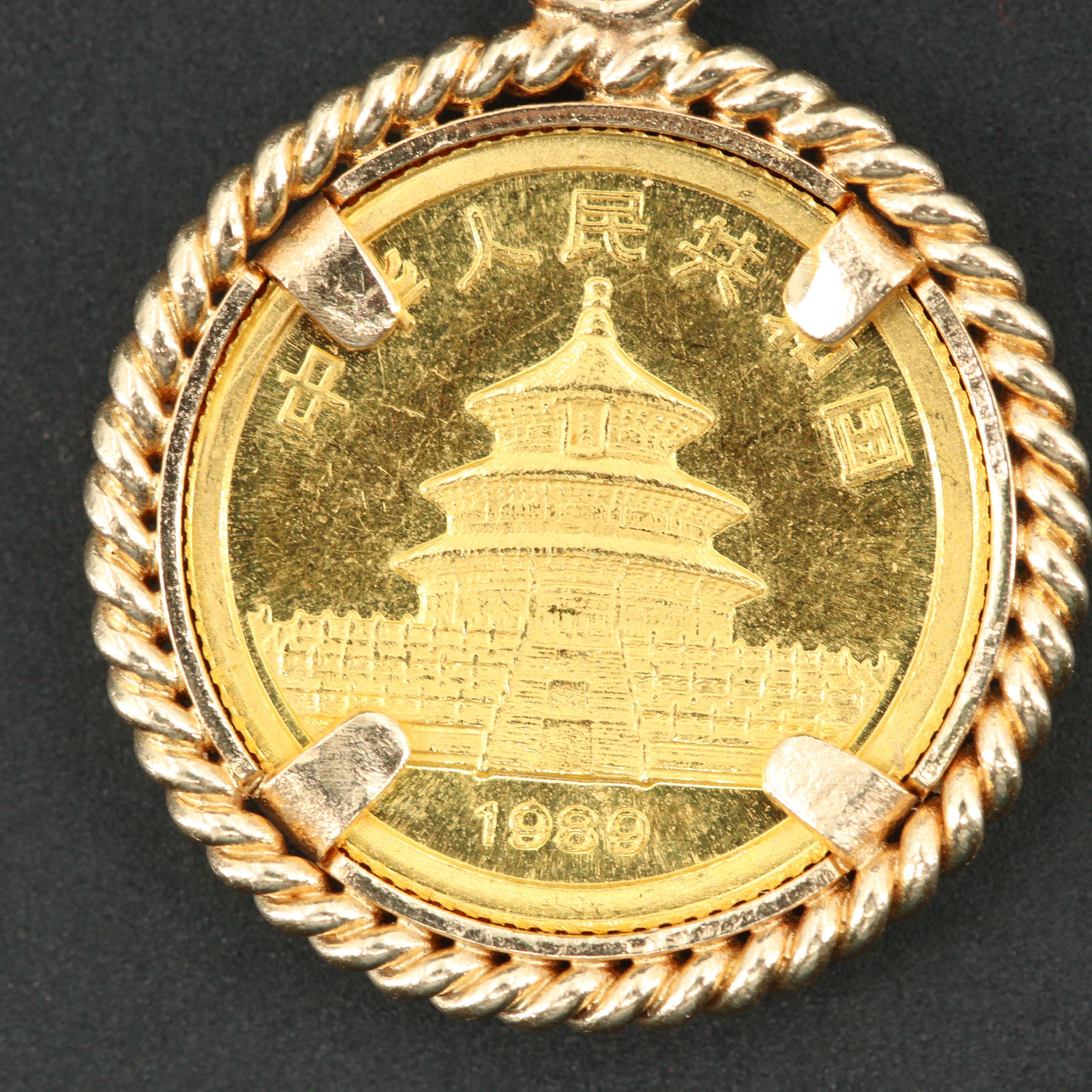 1989 China 5 Yuan Panda Gold Pendant | EBTH