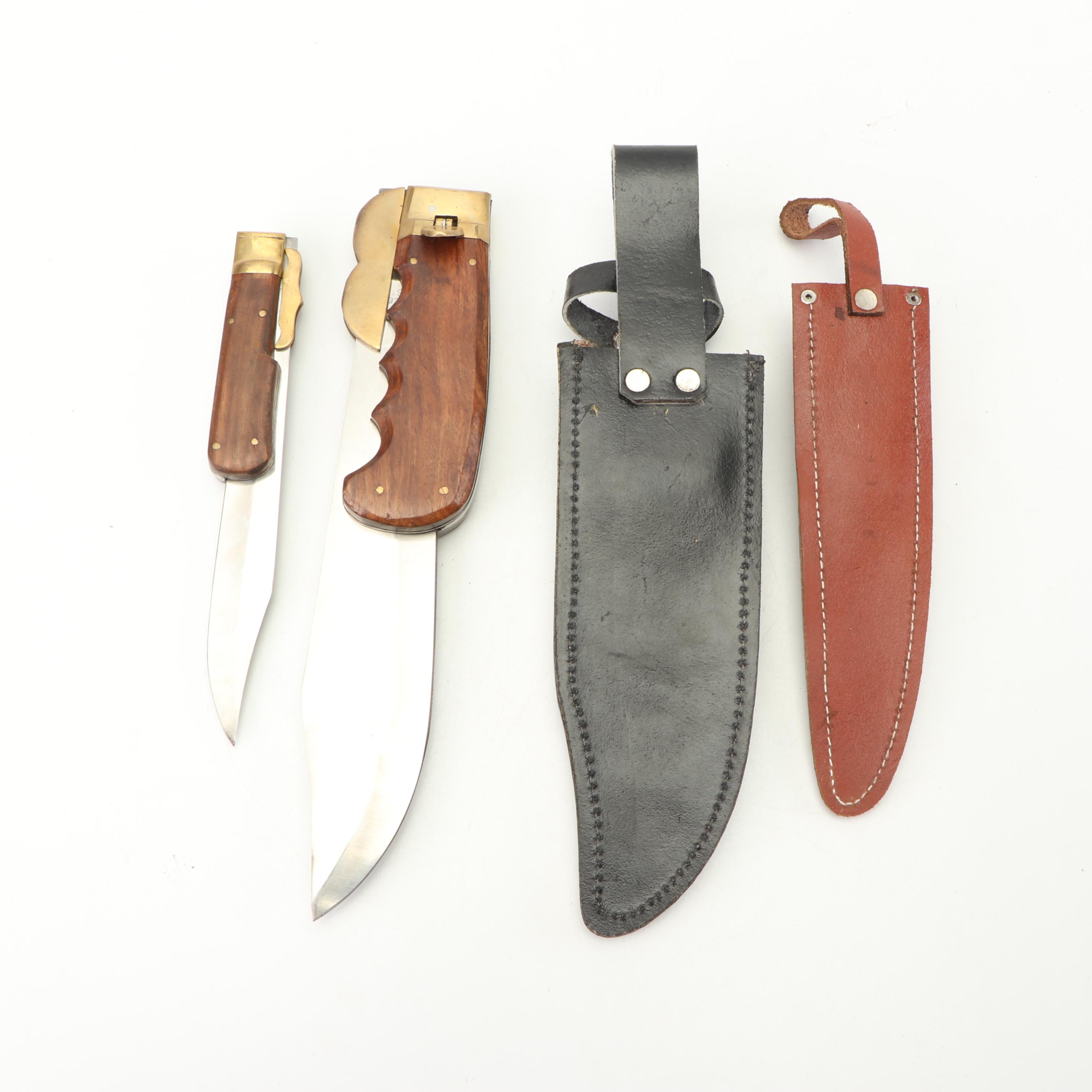 Pakistani Folding Knives in Leather Sheathes | EBTH
