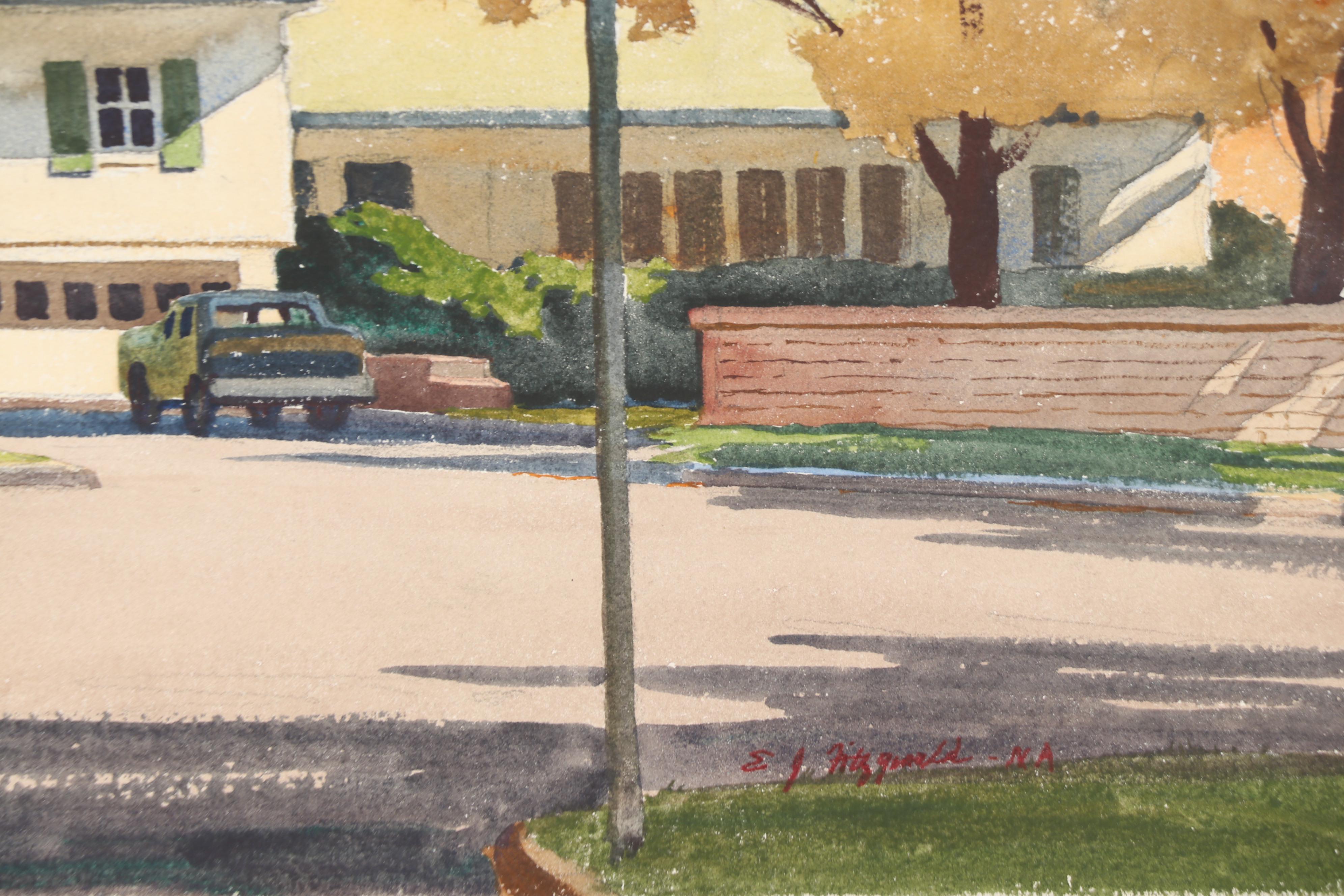 Edmond J. Fitzgerald Watercolor Painting of Architectural Landscape | EBTH