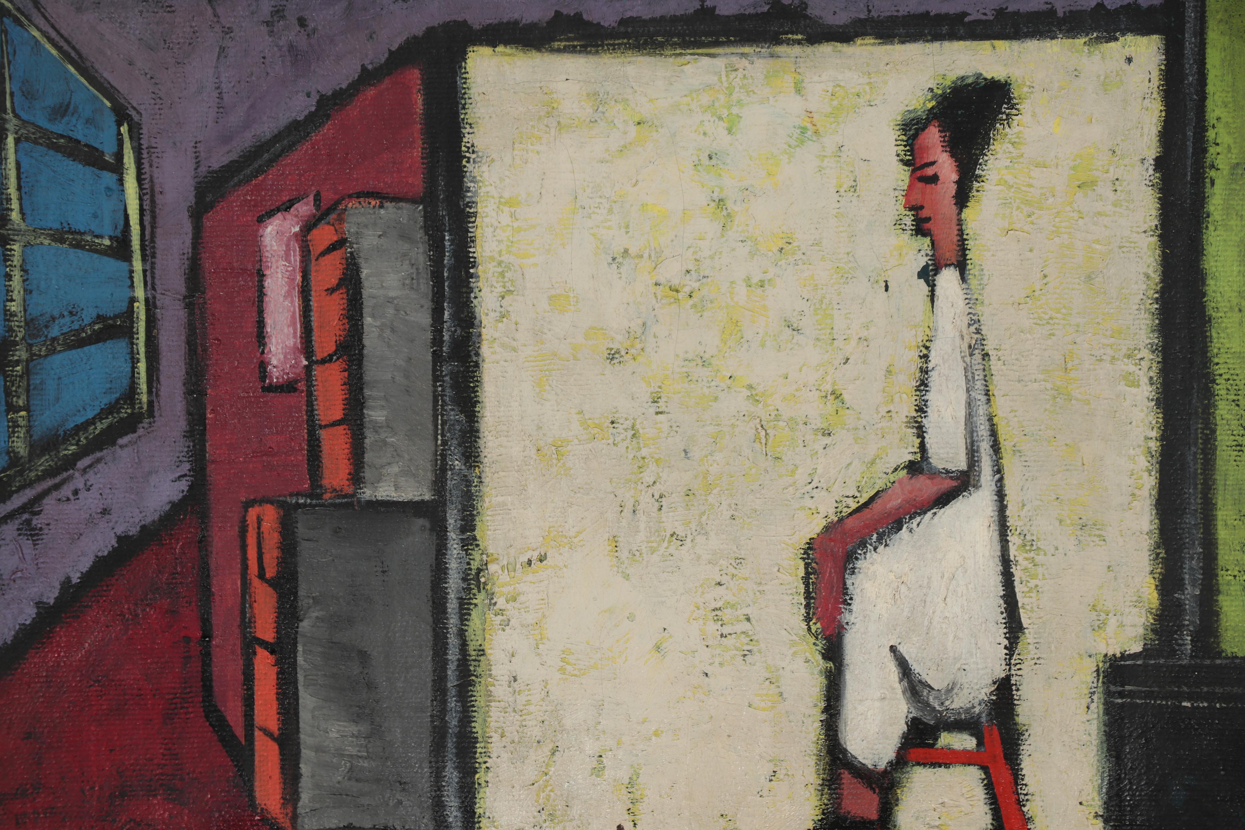 Thomas Brownell Eldred Abstract Oil Painting of Seated Figure | EBTH