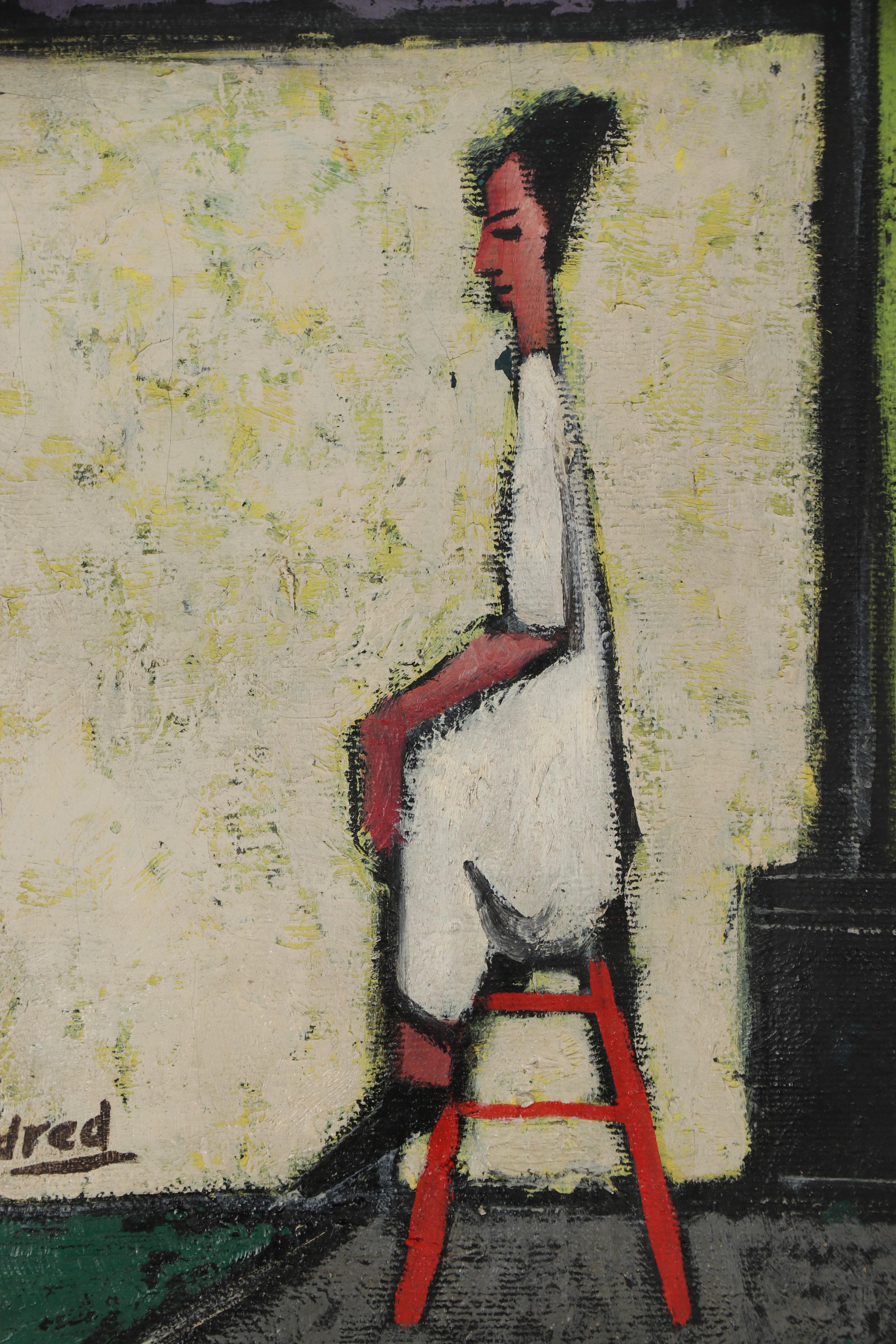 Thomas Brownell Eldred Abstract Oil Painting of Seated Figure | EBTH