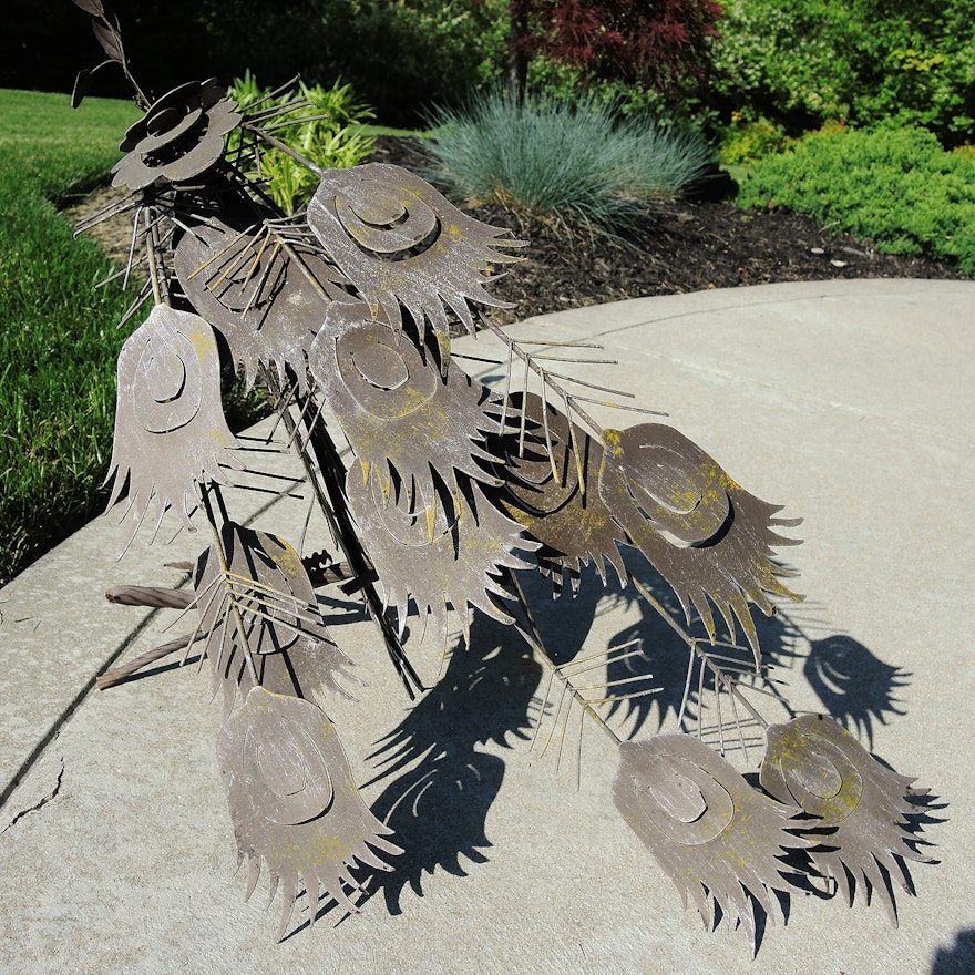 Ornamental Outdoor Metal Peacock Wall Sculpture Ebth