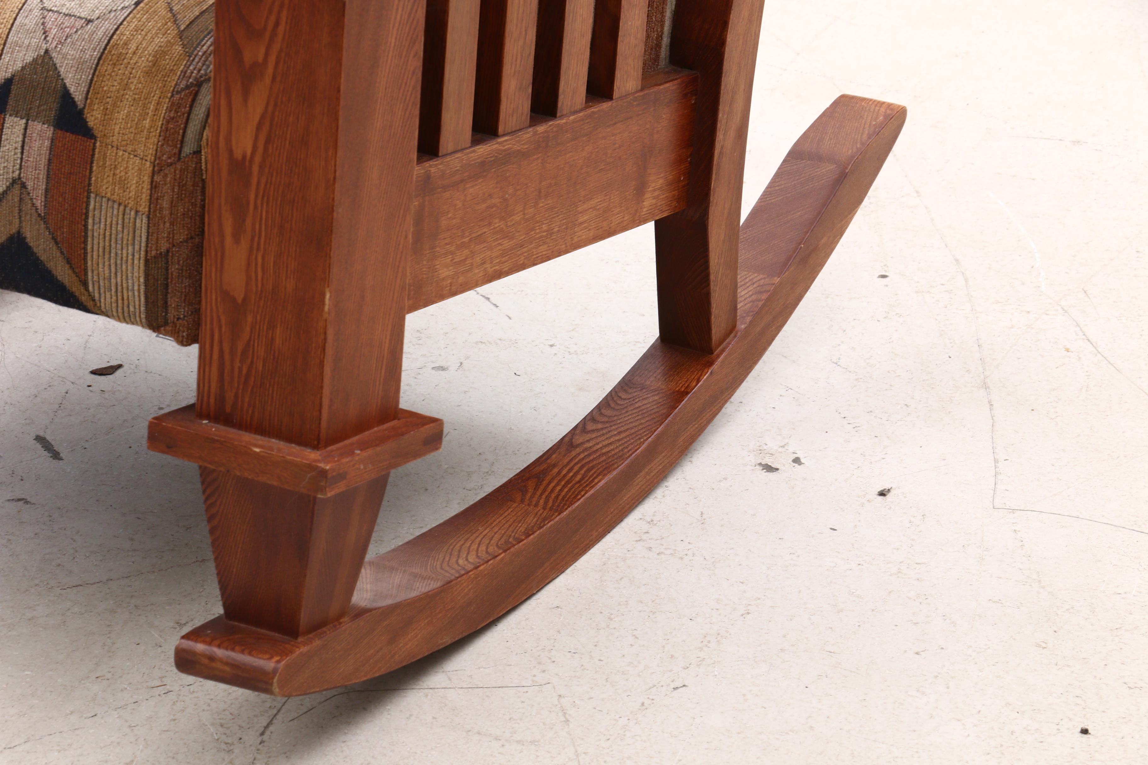 Mission Style Oak Upholstered Rocking Chair | EBTH