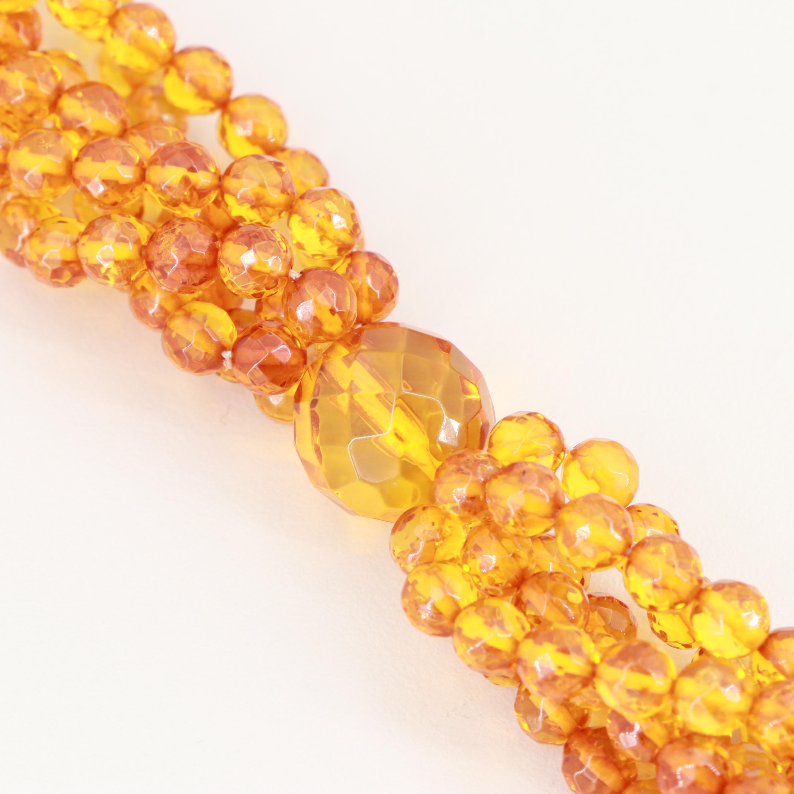 Faceted Amber Beaded Multi-Strand Necklace with Graduating Colors | EBTH