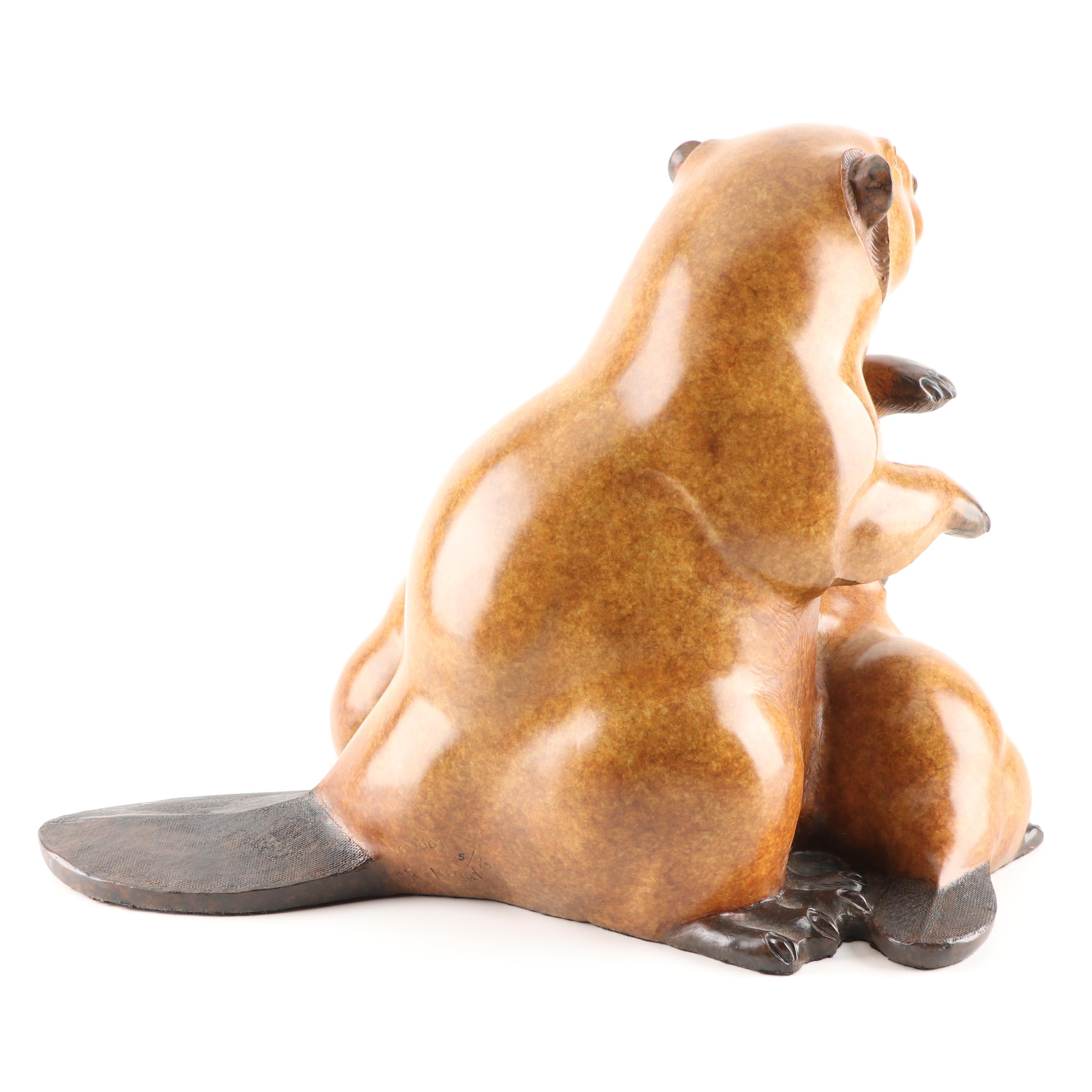 Jacques and Mary Regat Bronze Sculpture "Mom and Kits" | EBTH