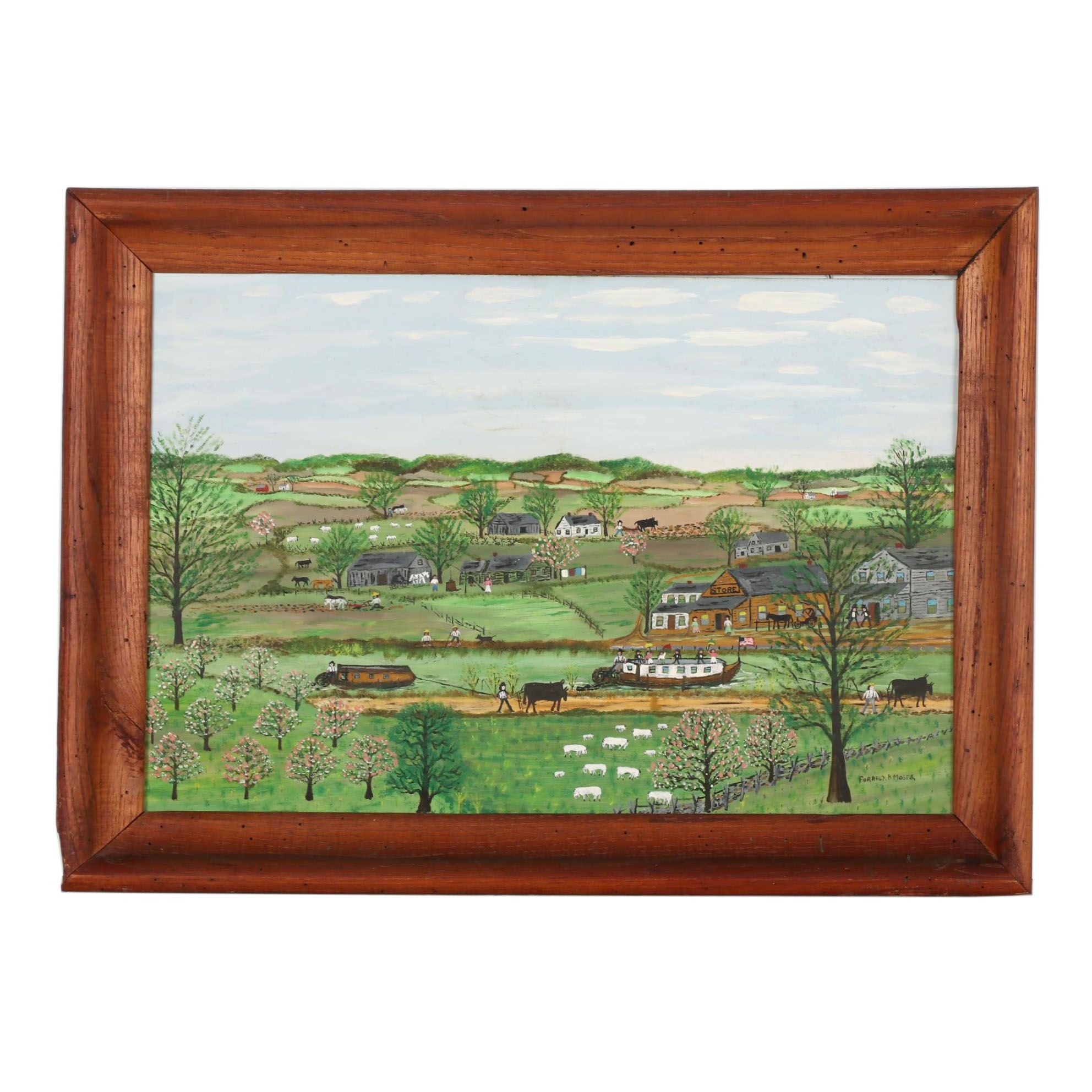 Forrest King Moses 1962 Oil Painting "Erie Canal" | EBTH