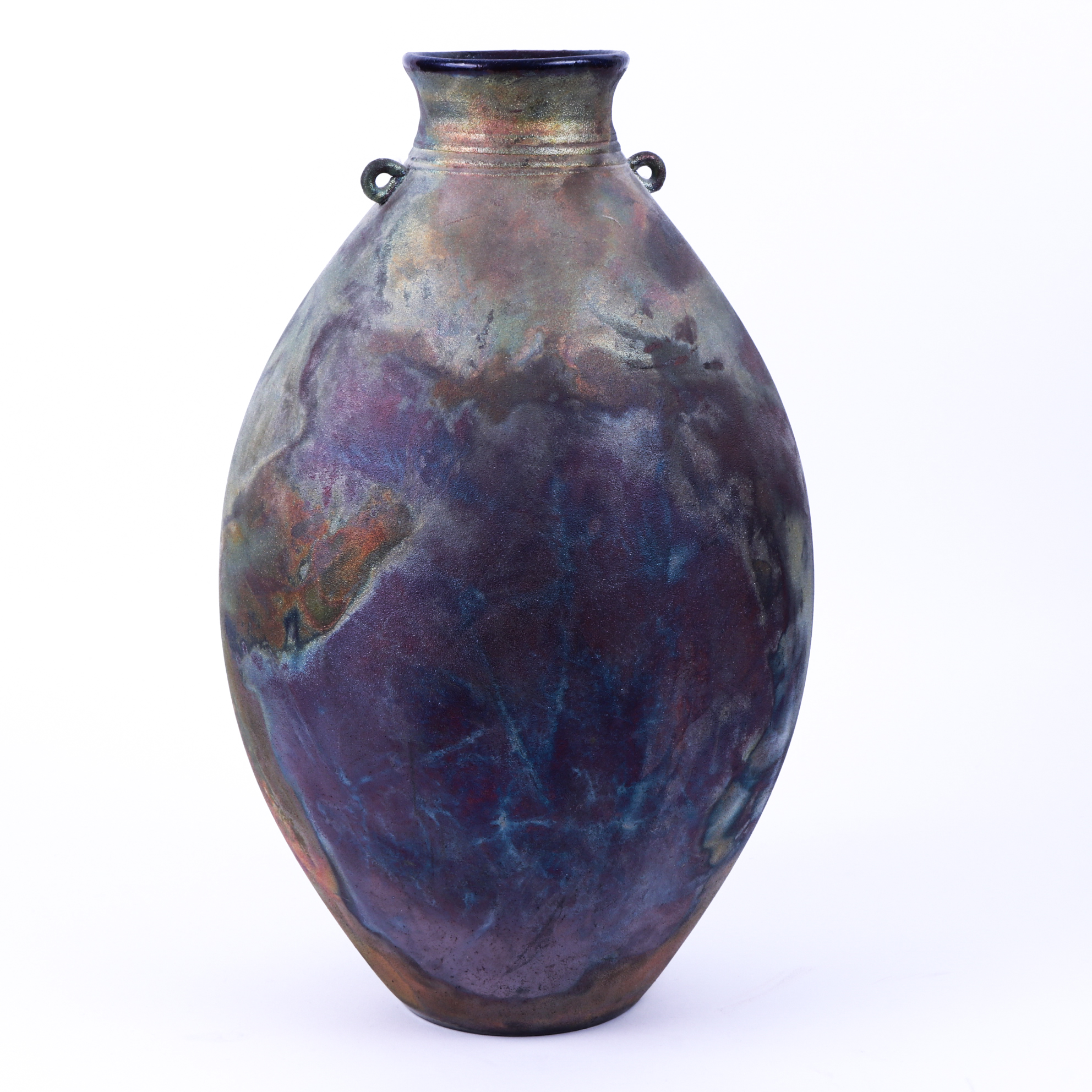 Stephen Roy Copper Metallic Raku Fired Stoneware Vase | EBTH