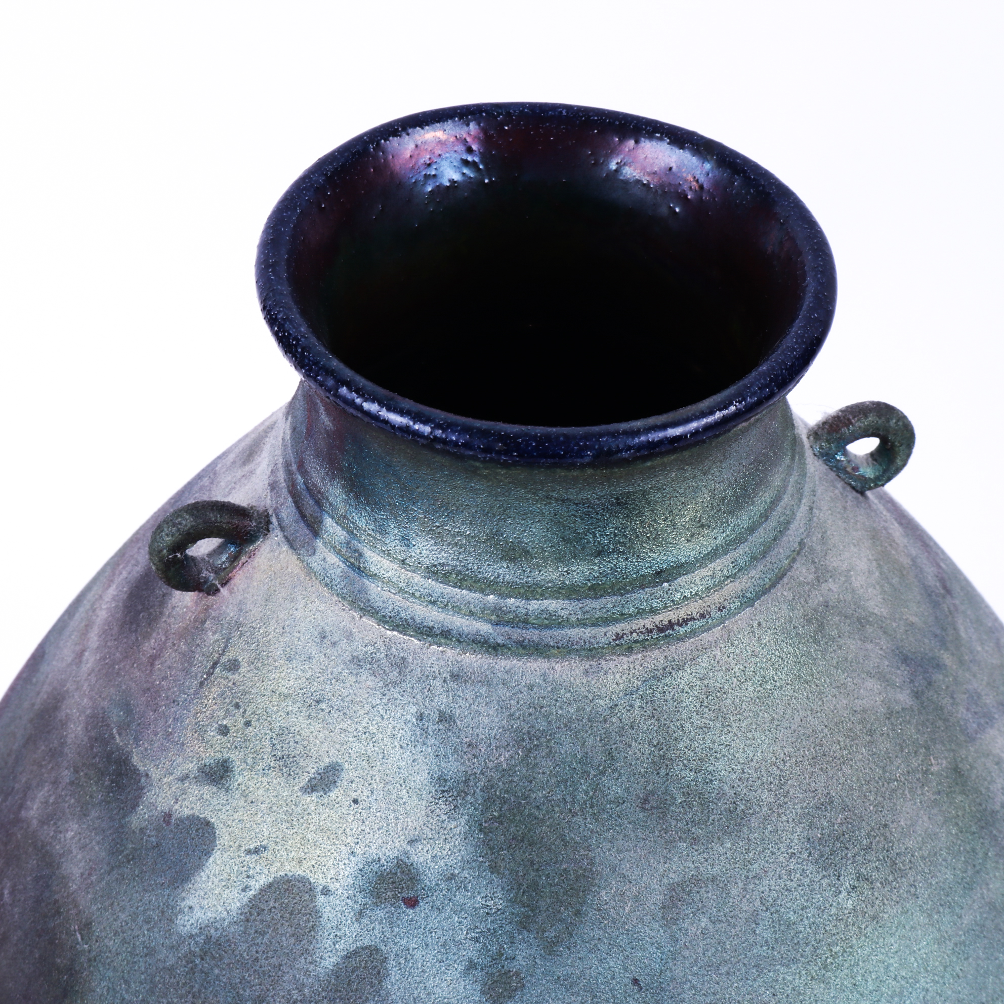 Stephen Roy Copper Metallic Raku Fired Stoneware Vase | EBTH