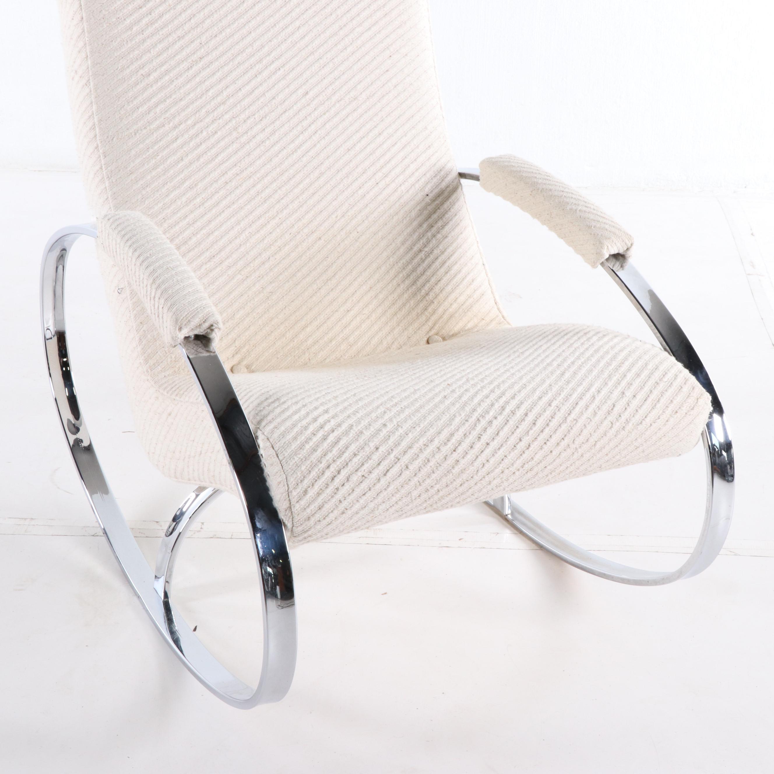 Milo Baughman Chrome Flatbar Oval Rocking Chair, Circa 1970s | EBTH