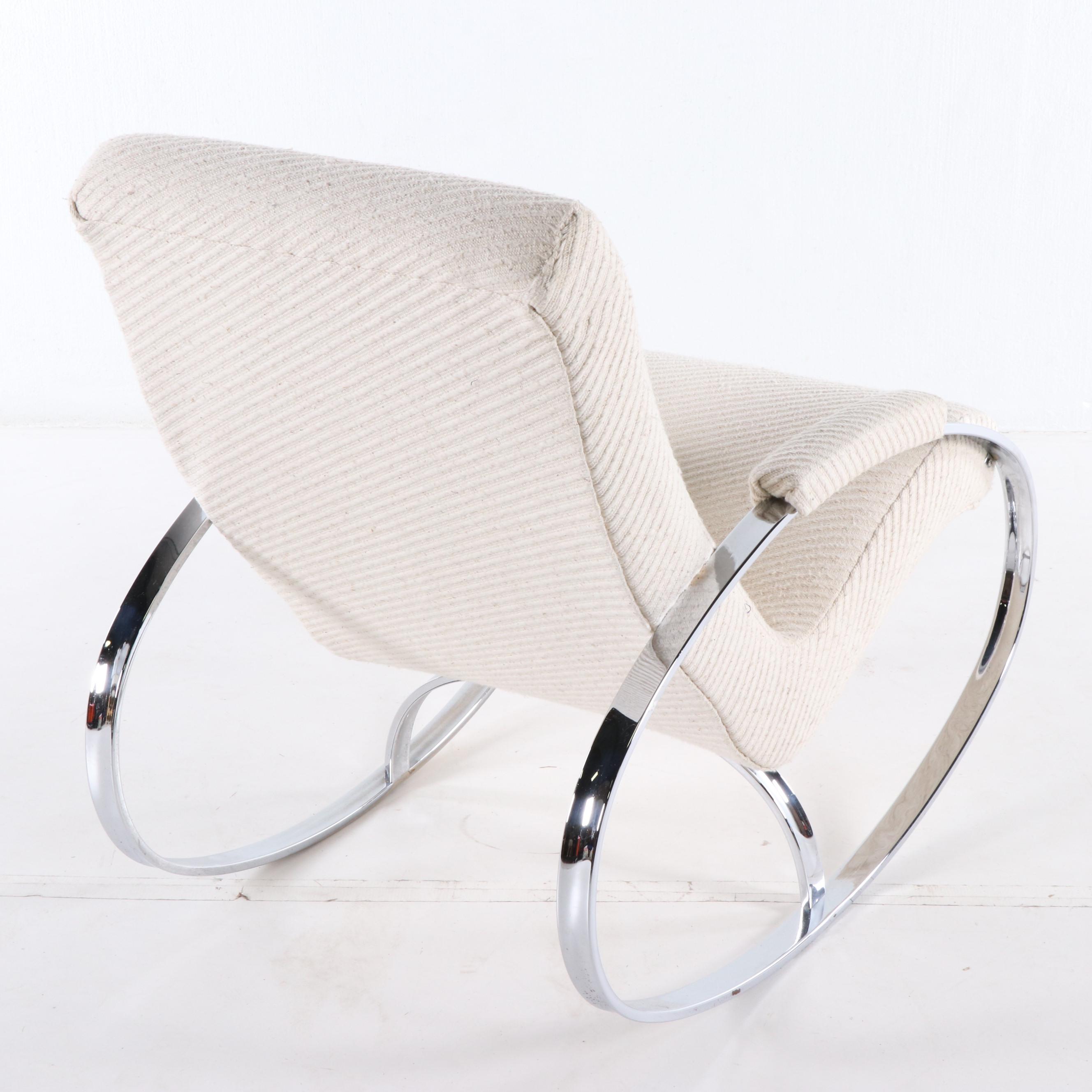 Milo Baughman Chrome Flatbar Oval Rocking Chair, Circa 1970s | EBTH