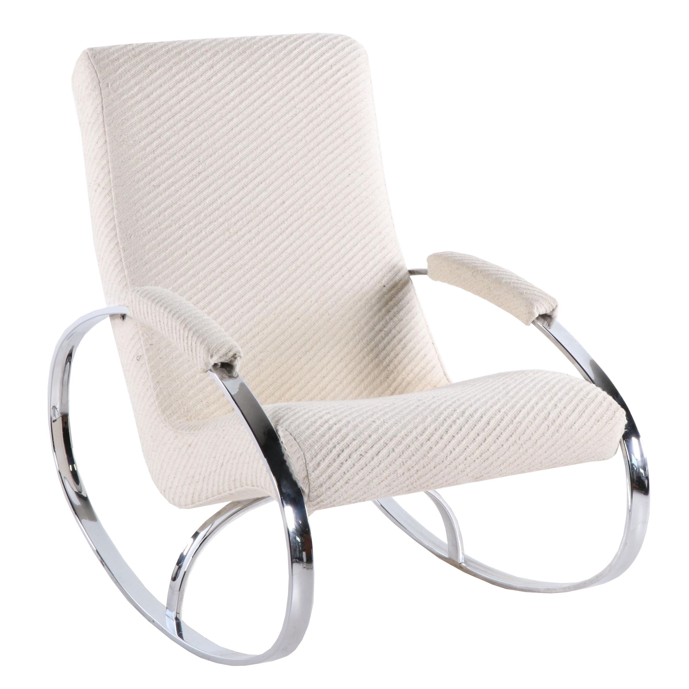 Milo Baughman Chrome Flatbar Oval Rocking Chair, Circa 1970s | EBTH