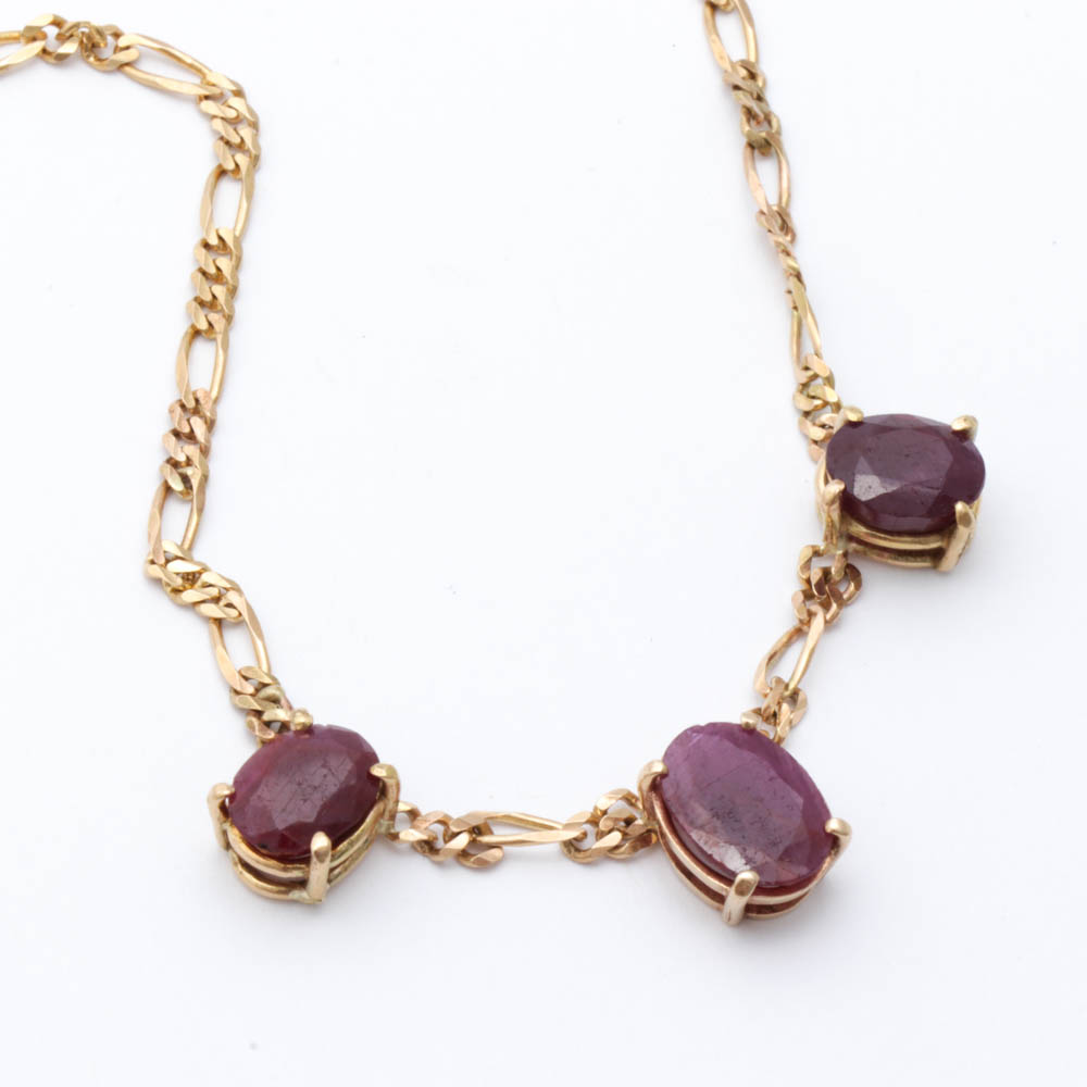 14K Yellow Gold Ruby Necklace | EBTH