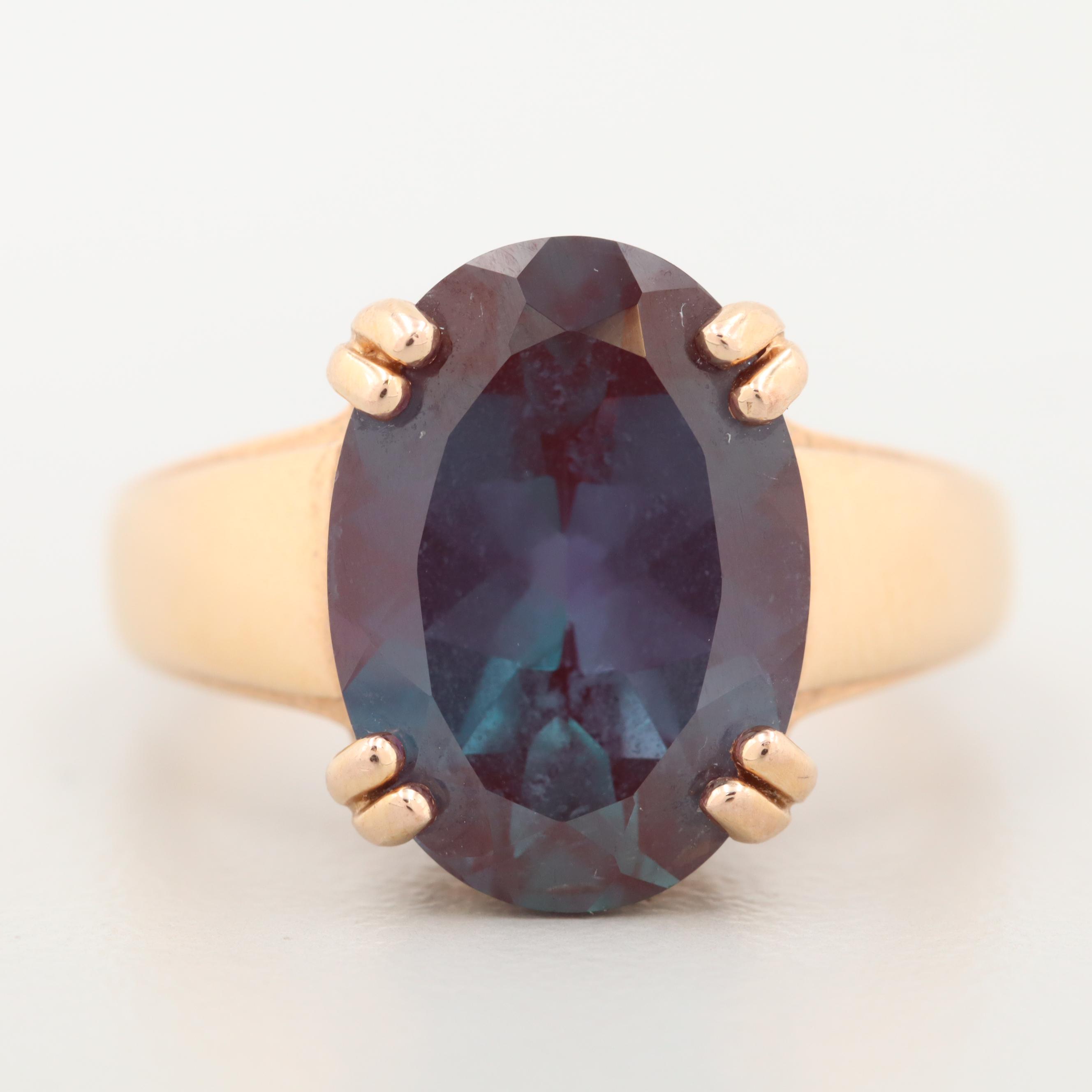 10K Yellow Gold Synthetic Alexandrite Ring | EBTH