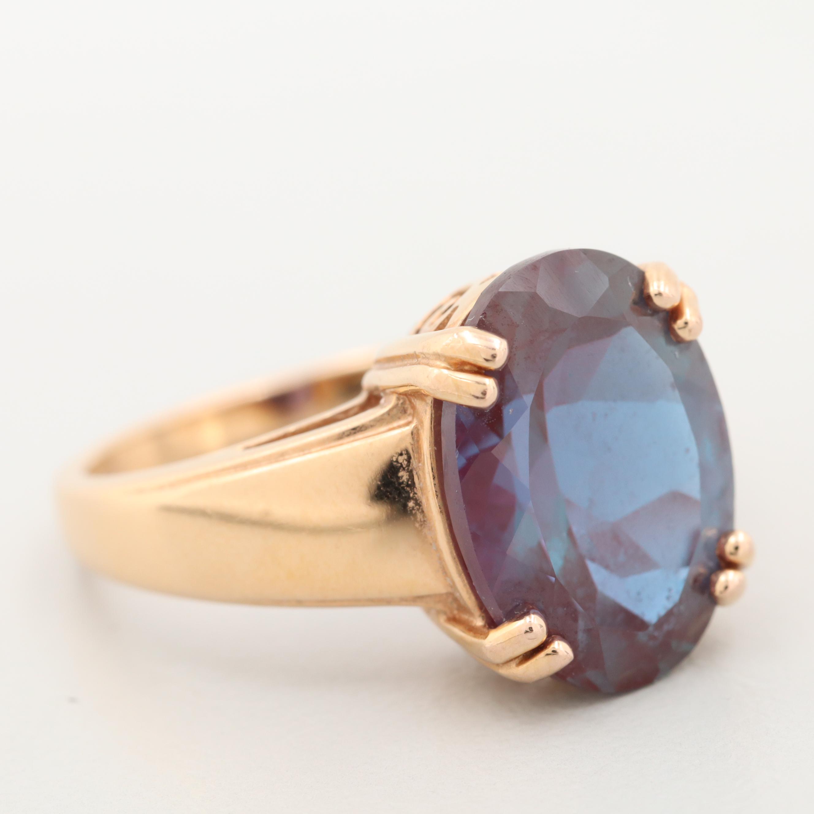10K Yellow Gold Synthetic Alexandrite Ring | EBTH