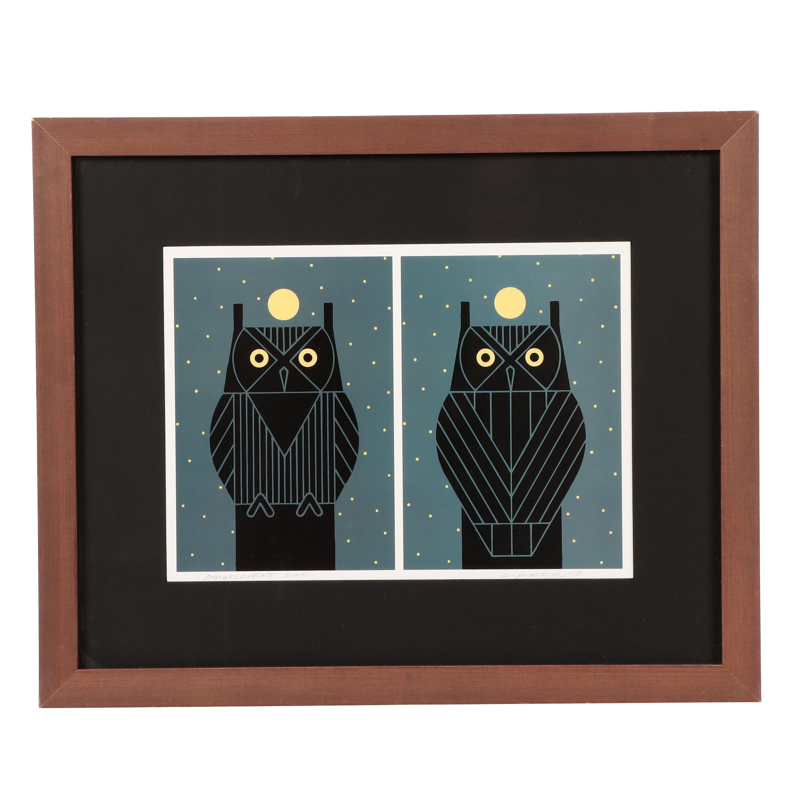 Charley Harper Offset Lithograph "Omniscient Owl" | EBTH