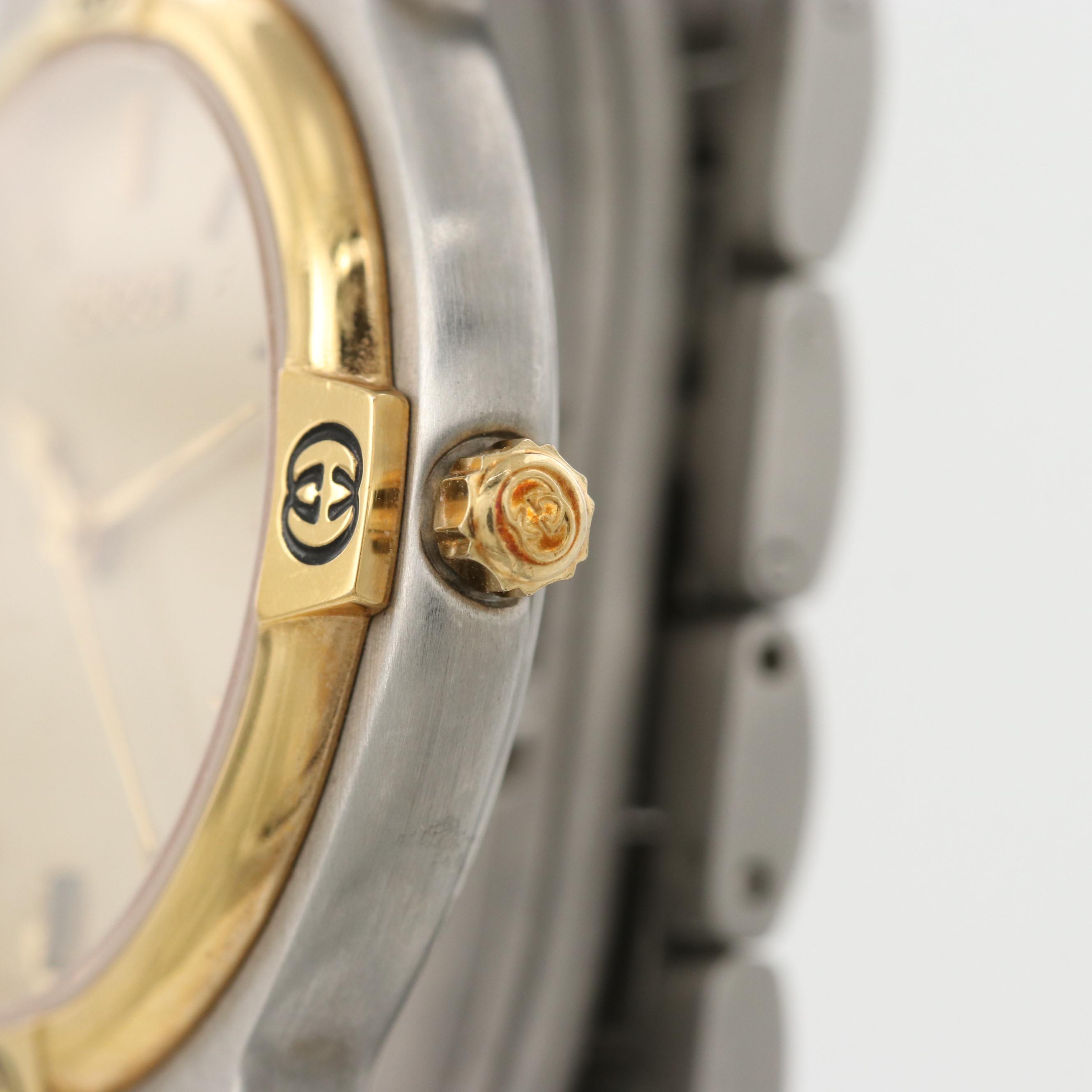 Vintage Gucci 9000M Two Tone Stainless Steel Quartz Wristwatch with ...