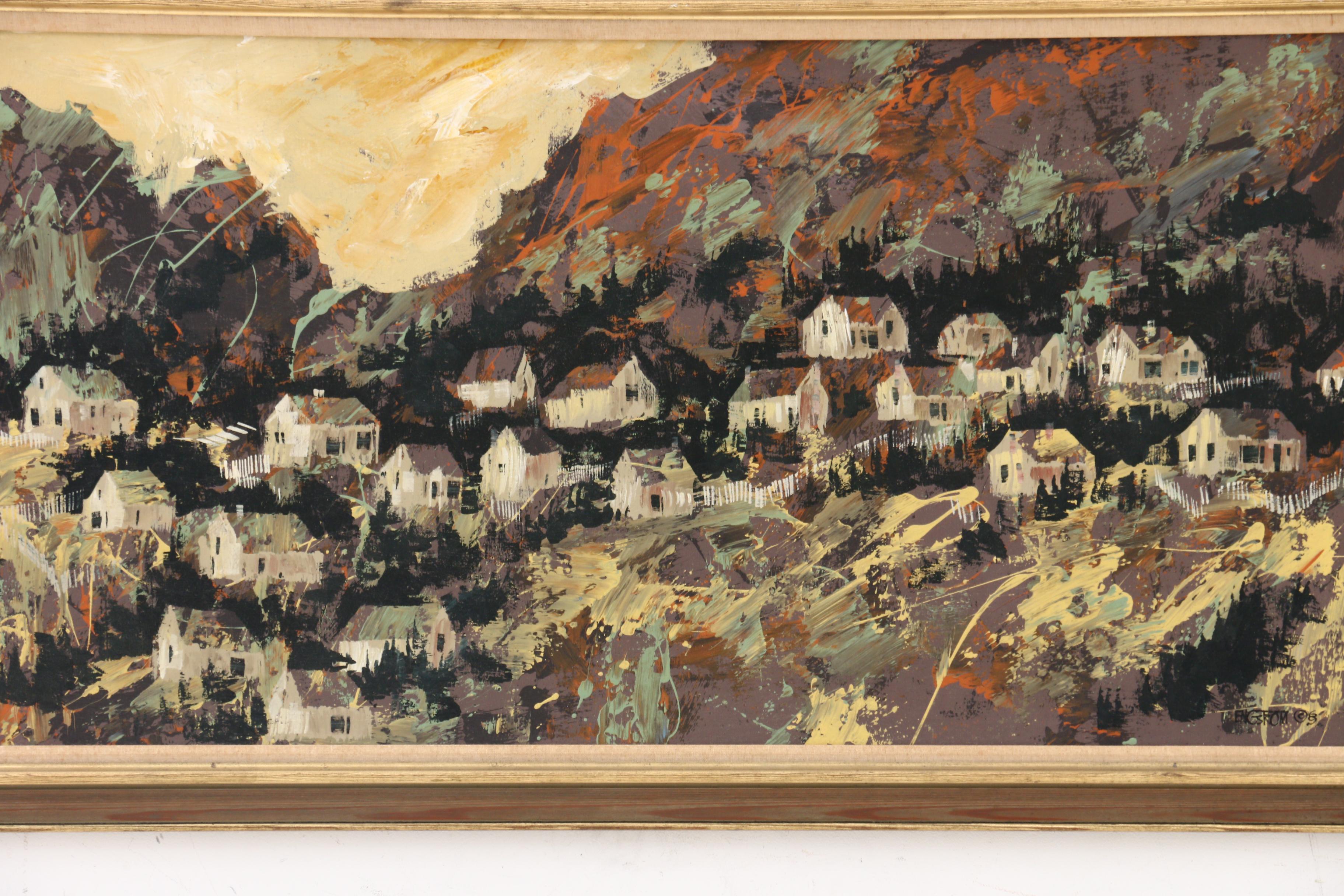 Magnus Engstrom Oil Painting of Abstracted Village | EBTH