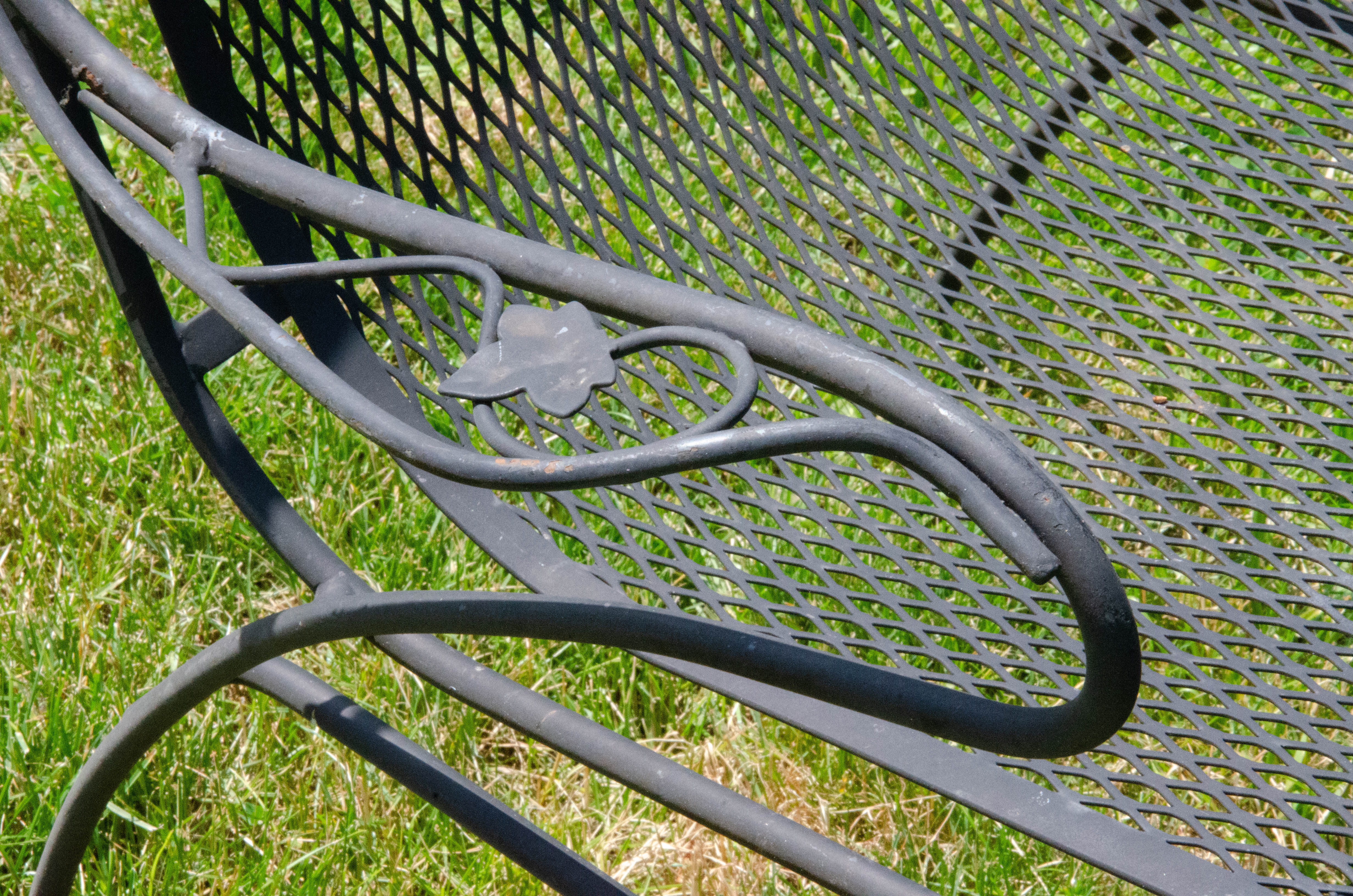 Wrought Iron Mesh Patio Chairs and Accent Table | EBTH