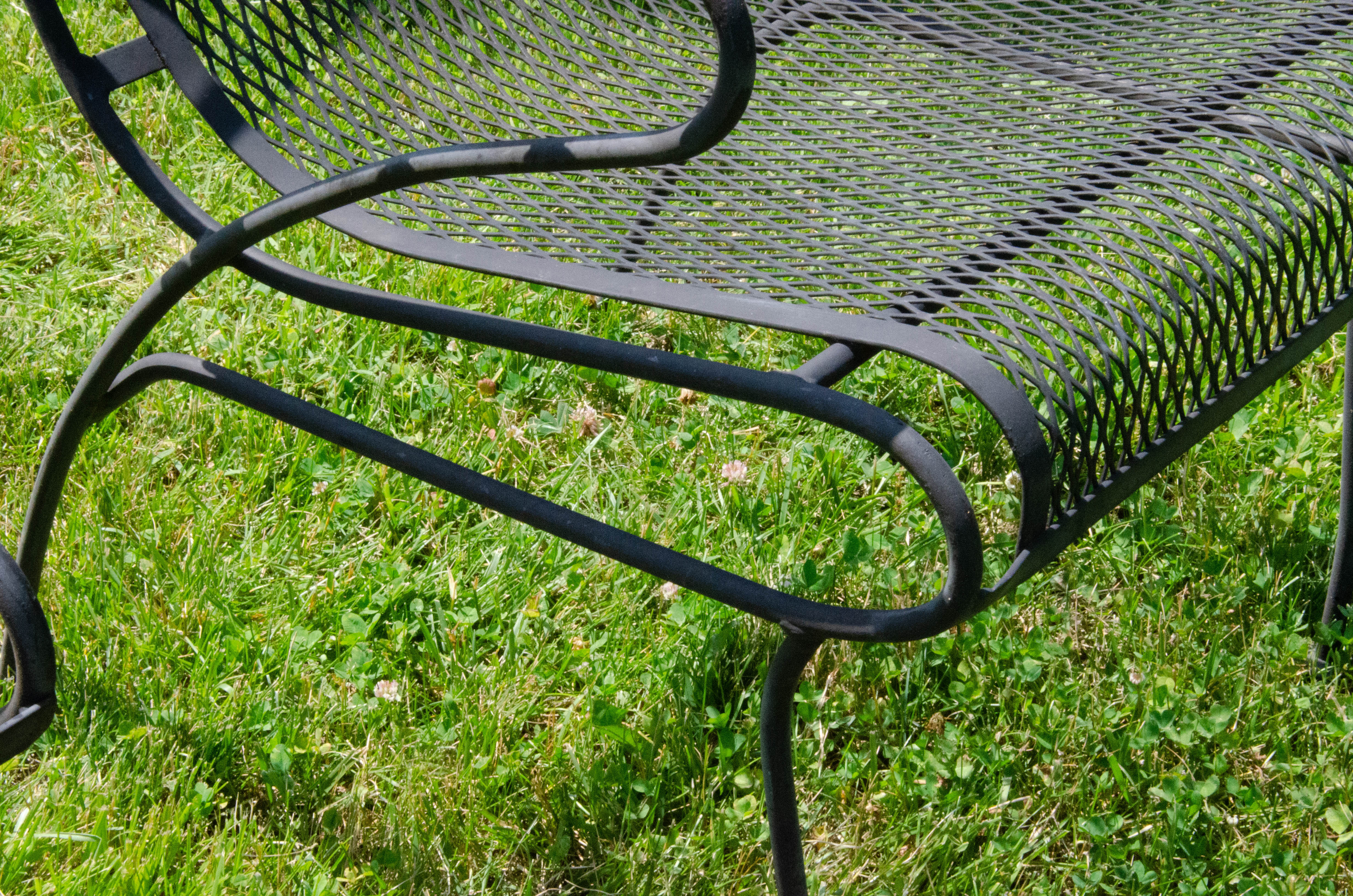 Wrought Iron Mesh Patio Chairs and Accent Table | EBTH