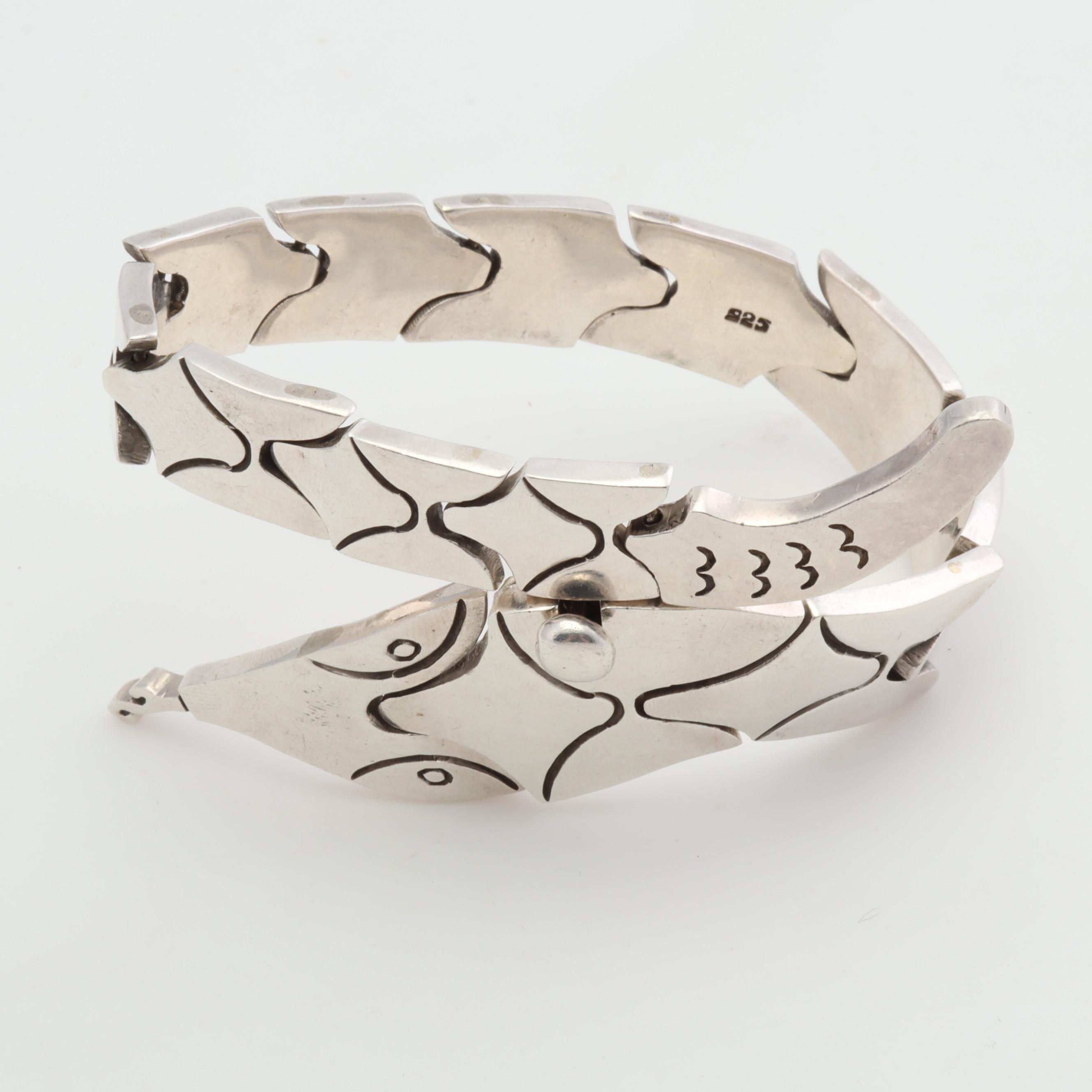 Sterling Silver Articulated Snake Arm Cuff | EBTH
