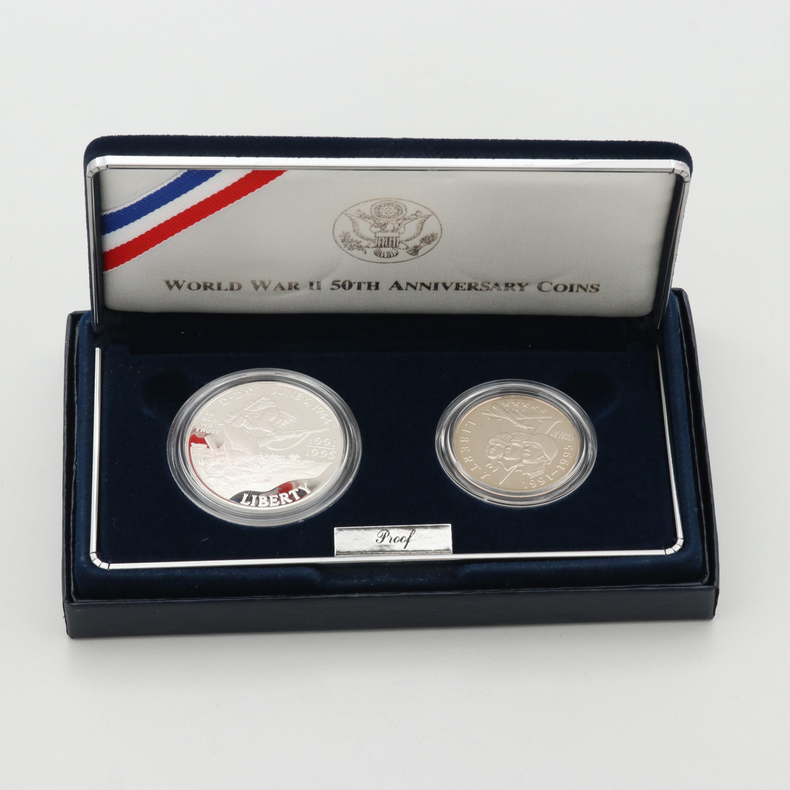 1991-1995 World War II 50th Anniversary Commemorative Two-Coin Proof ...