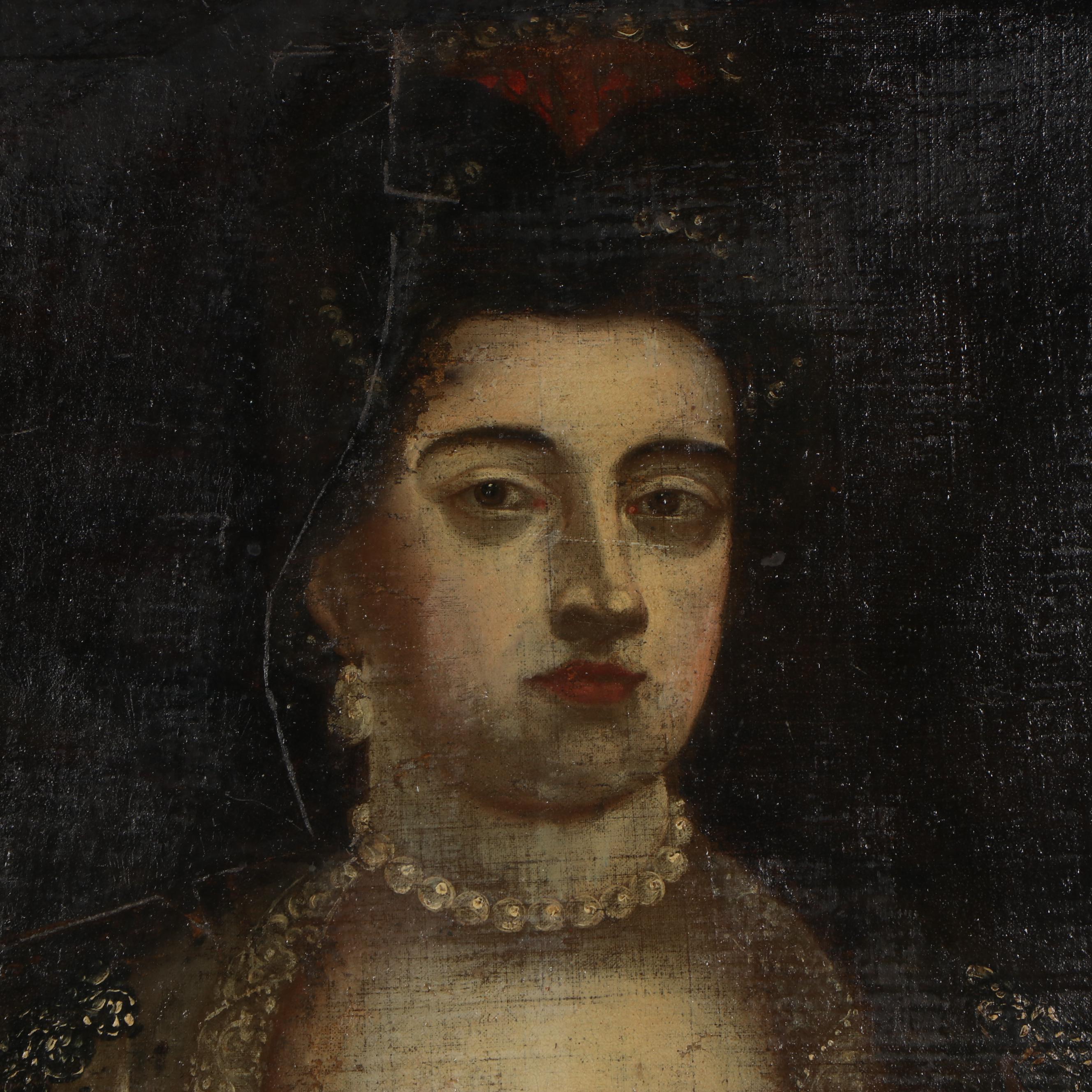 English Provincial School Oil Portrait of Queen Anne of Great Britain ...