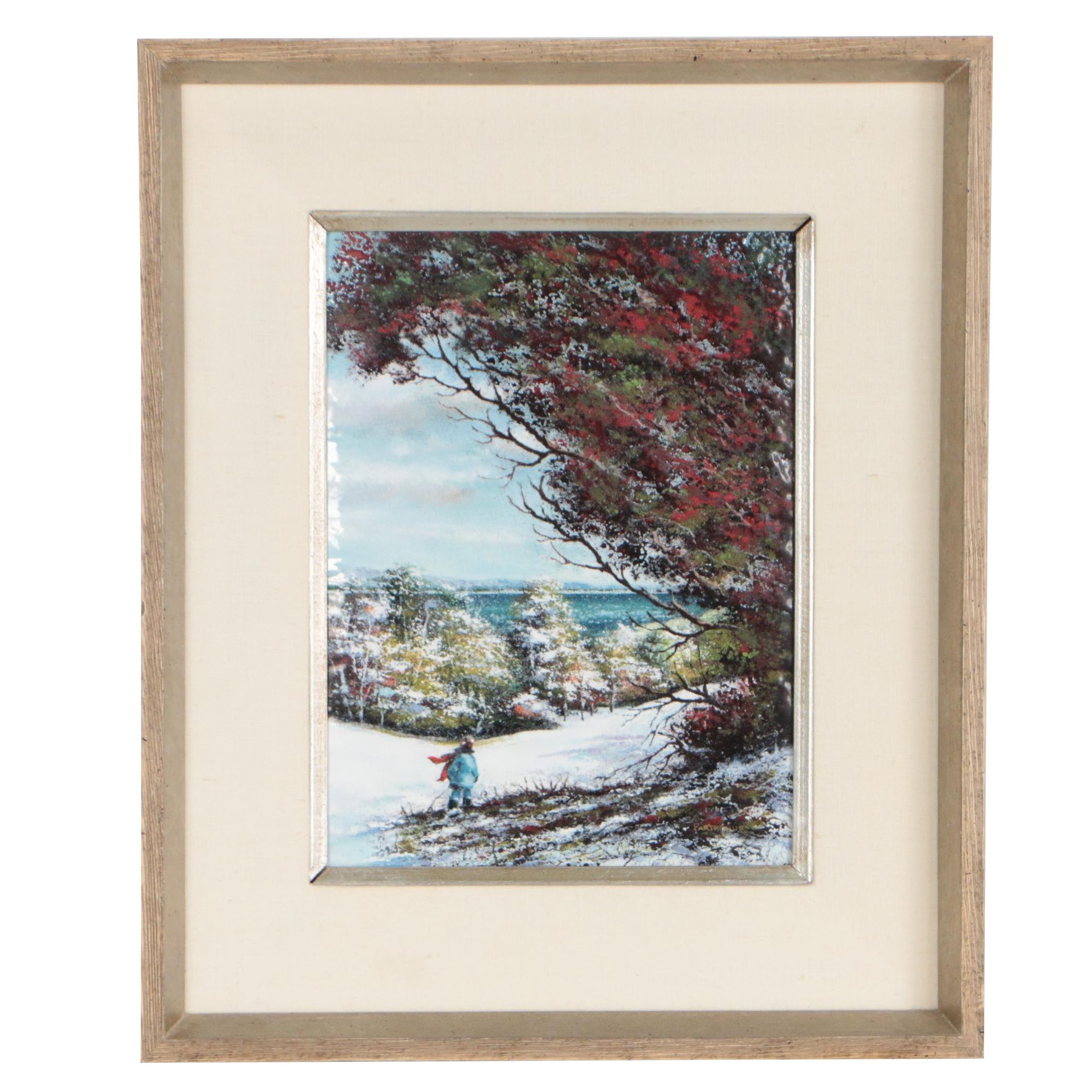 Charles Parthesius Enamel Landscape Painting | EBTH