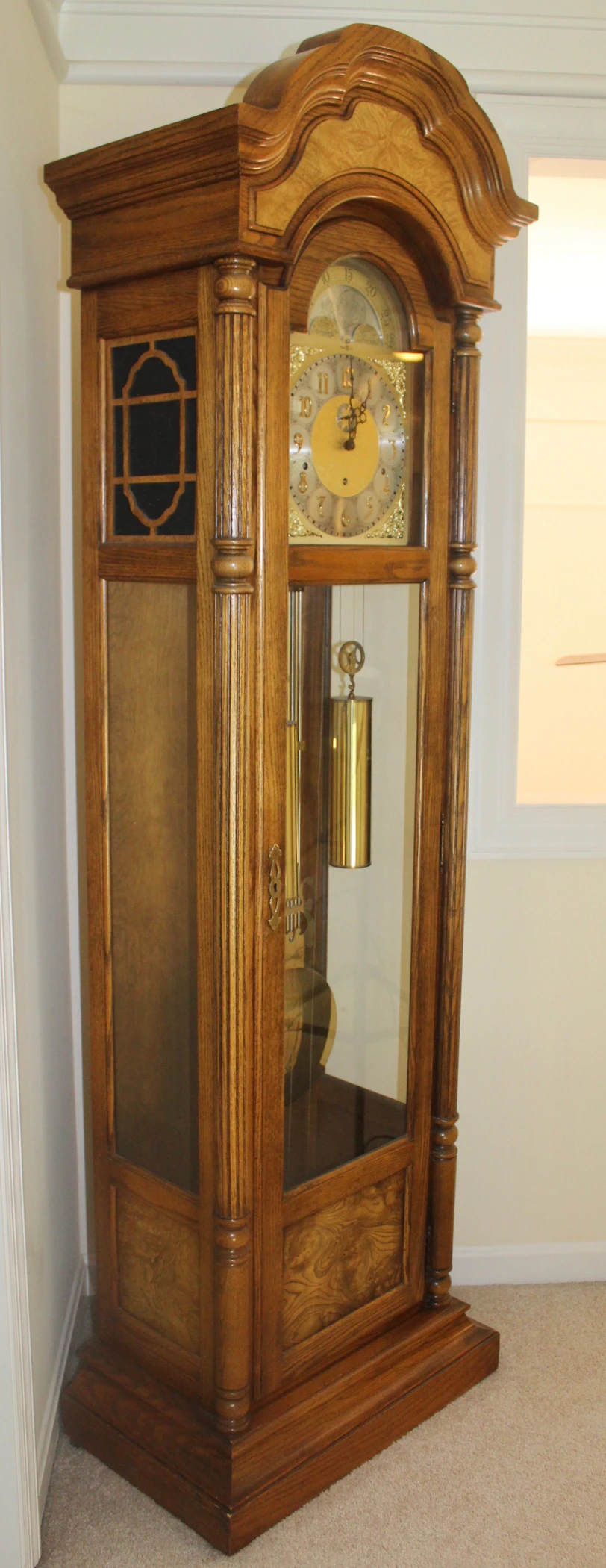 Howard Miller Oak Triple Chime Grandfather Clock EBTH Howard Miller Oak Triple Chime Grandfather Clock EBTH