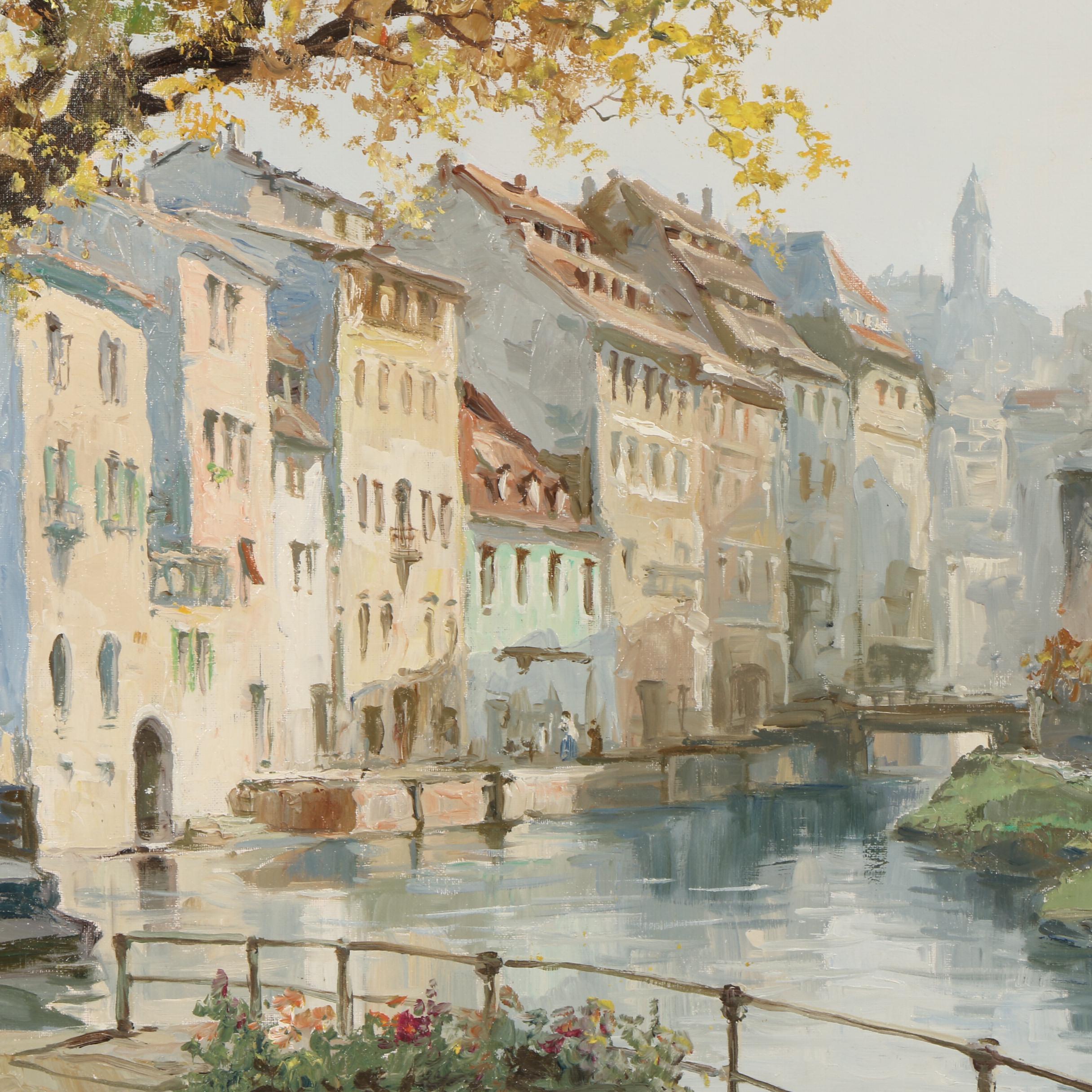 Ernst F. Karger Oil Painting of Canal Scene "Strassburg" | EBTH