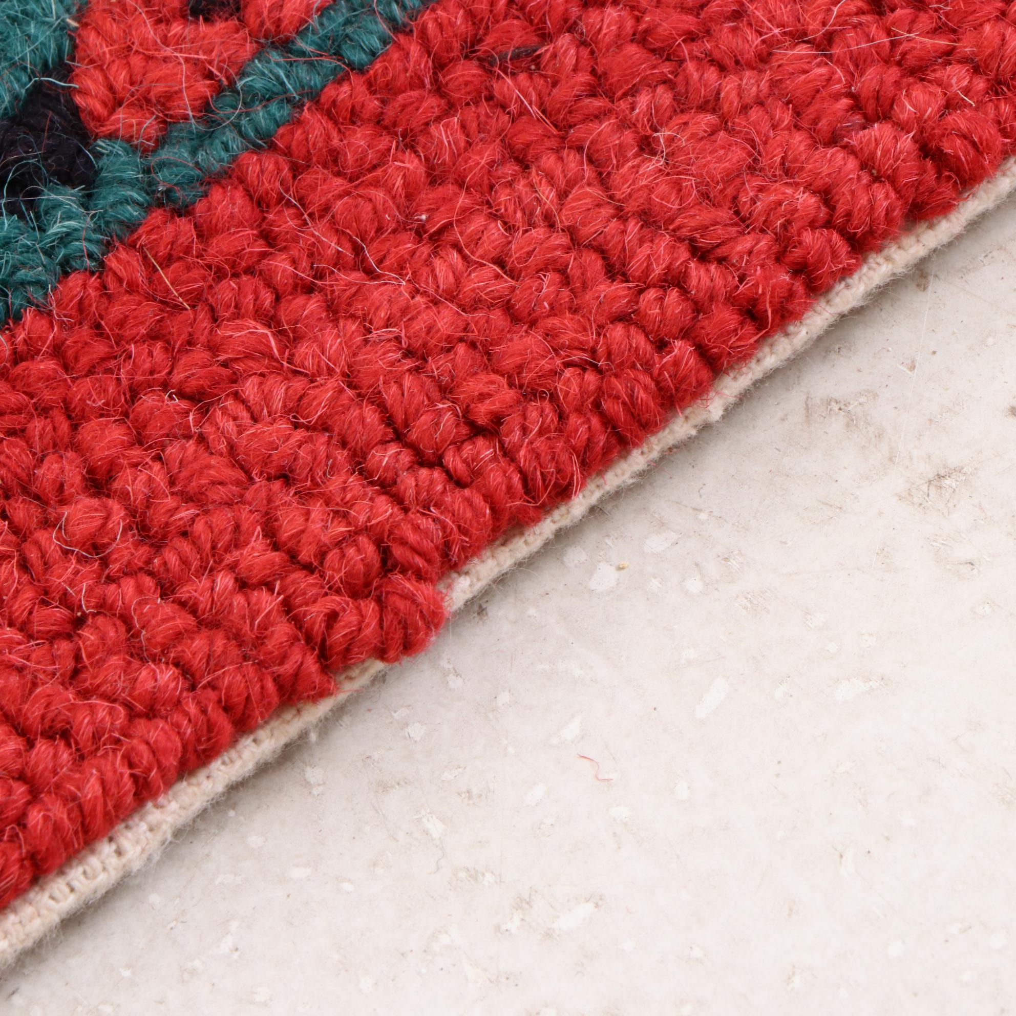 Hand-Hooked Santa Claus Wool Rug | EBTH