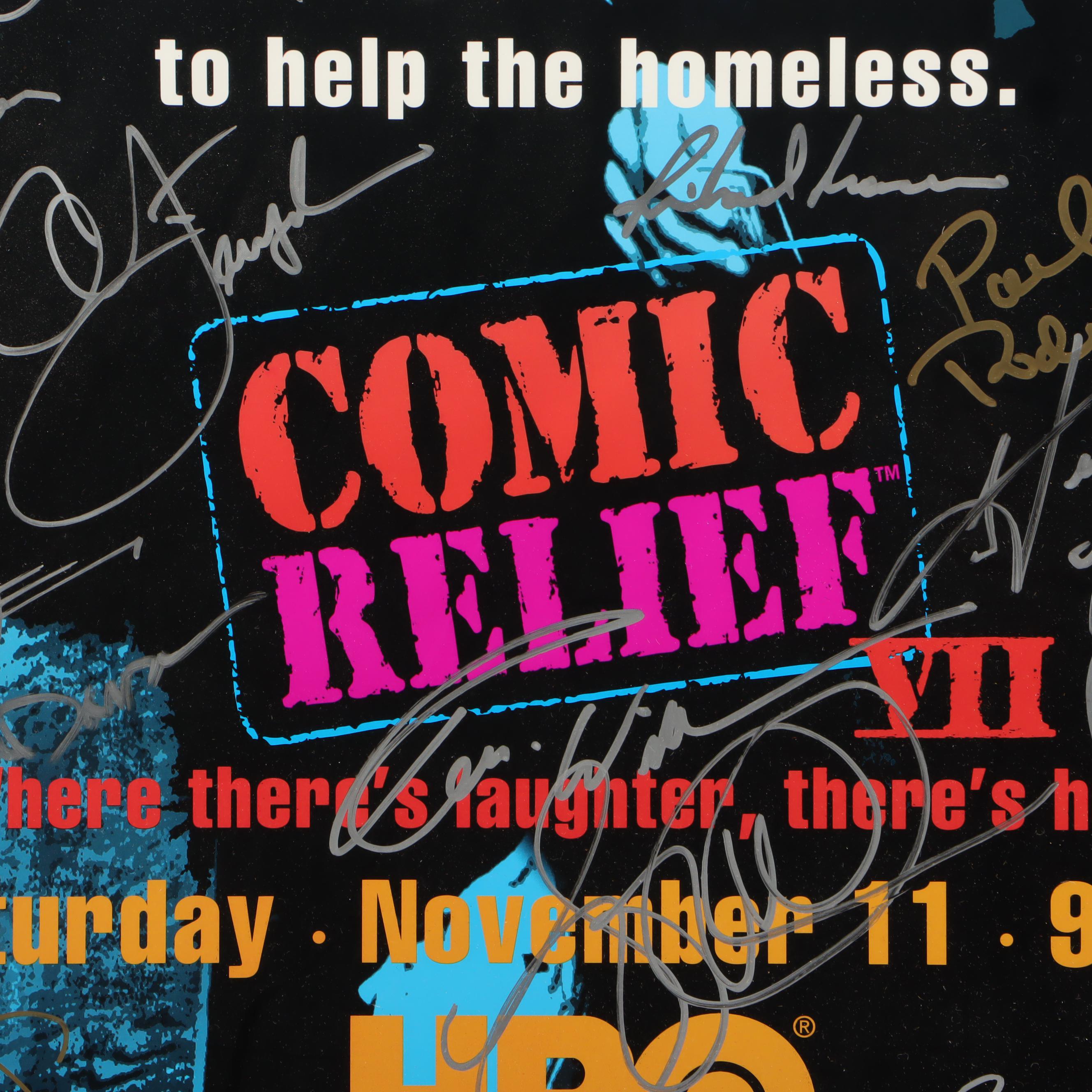1995 Comic Relief VII Signed Framed Poster with Robin Williams, and ...