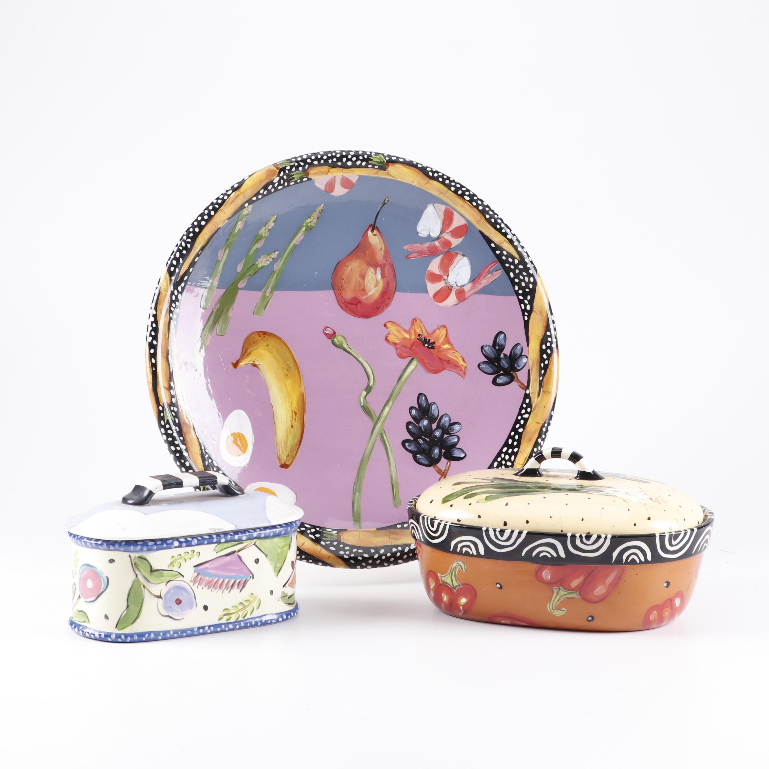 Droll Designs Hand-Painted Ceramic Platters and Serving Dishes | EBTH