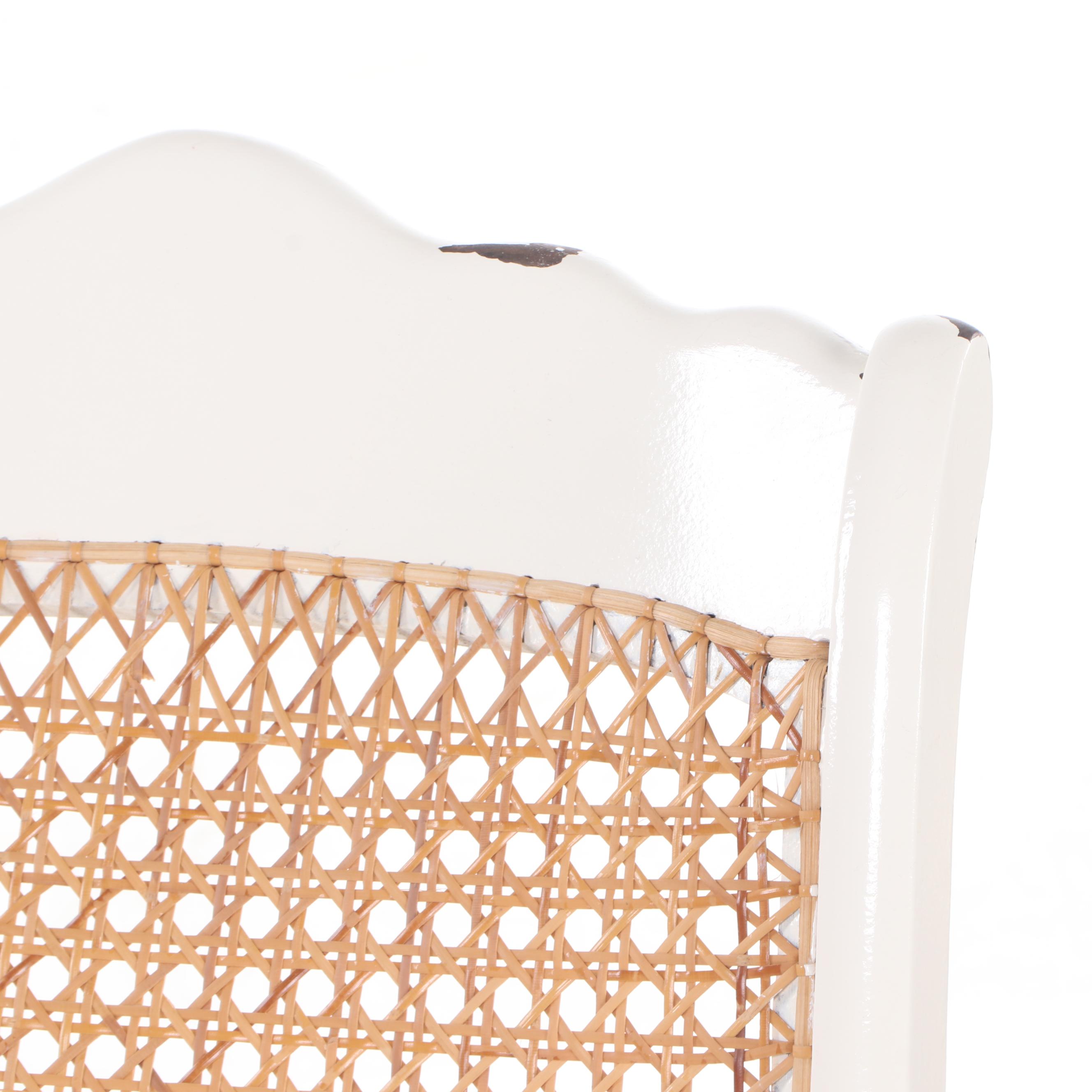 Lincoln Style Painted Wood and Cane Rocking Chair, 20th Century | EBTH