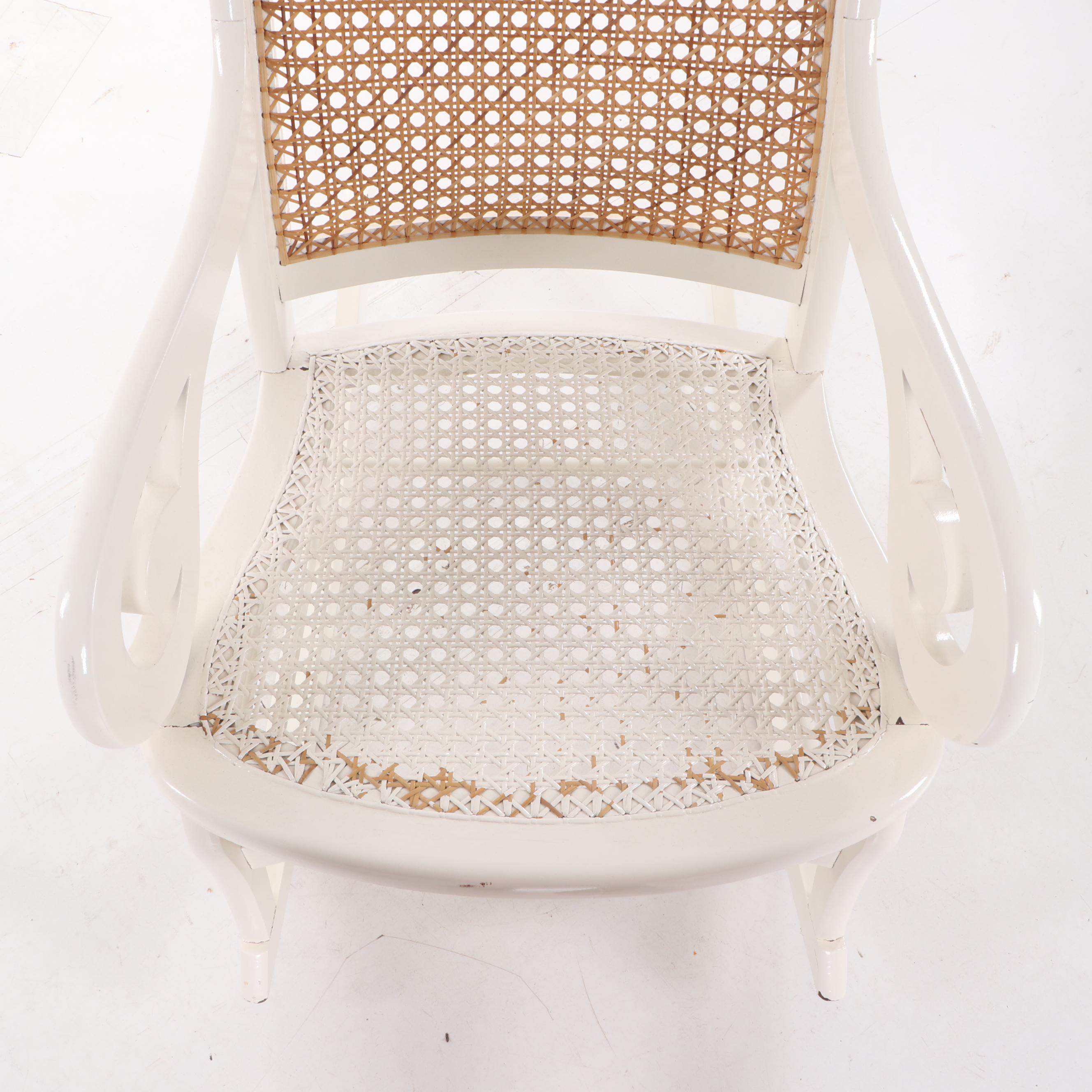 Lincoln Style Painted Wood and Cane Rocking Chair, 20th Century | EBTH