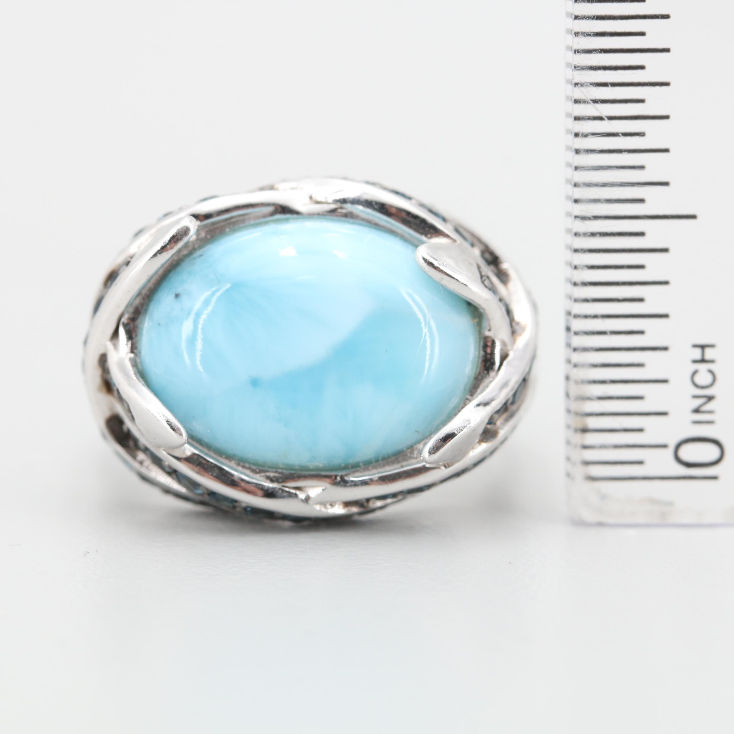 Sterling Silver Larimar Ring | EBTH